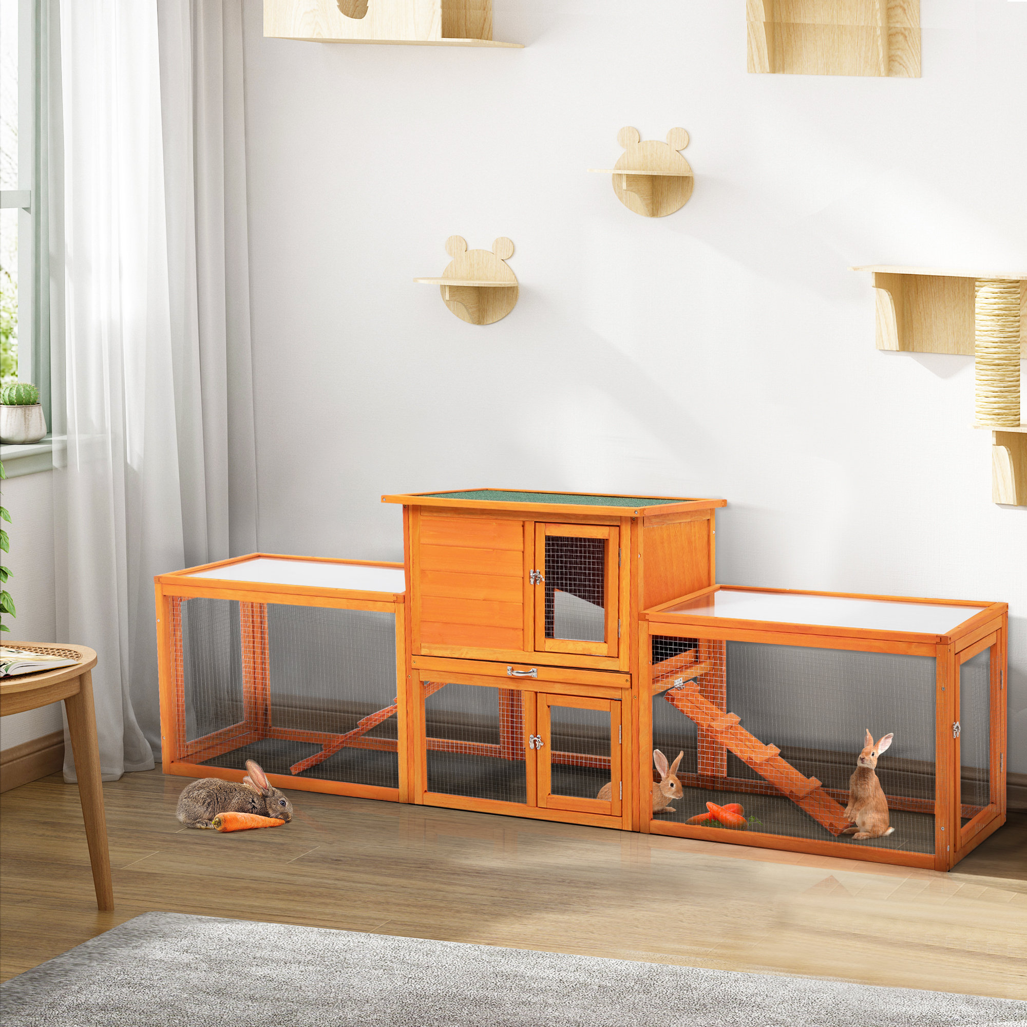 Tucker Murphy Pet™ Edona 2 Storey Outdoor Wood Rabbit Hutch with Ramps ...