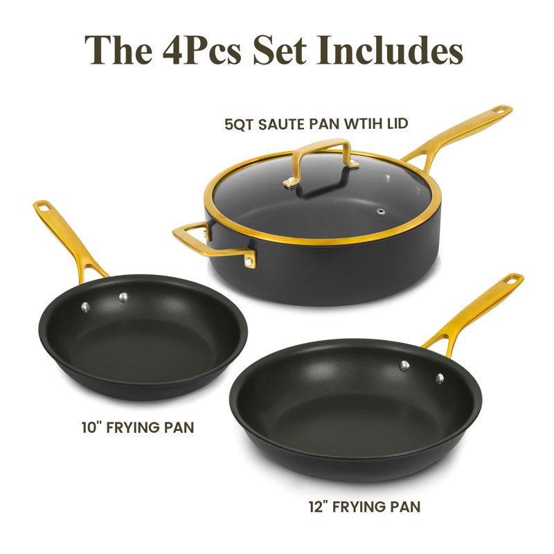 PANA POTA Ultra Gold 4 - Piece Hard Anodized Nonstick Cookware Set ...