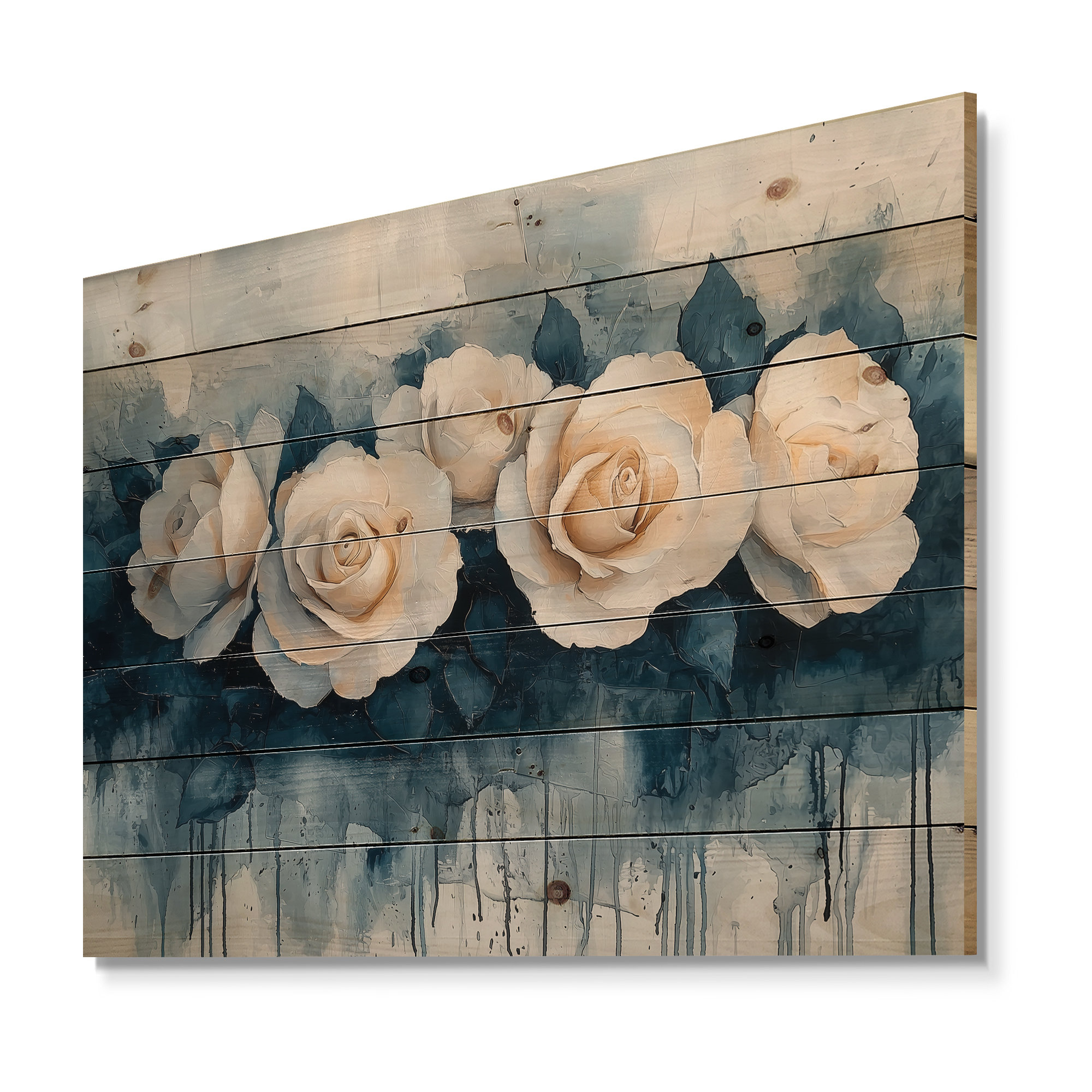 Ophelia & Co. Elegant Aqua Winter Roses Elegance - Roses Wood Wall Art ...