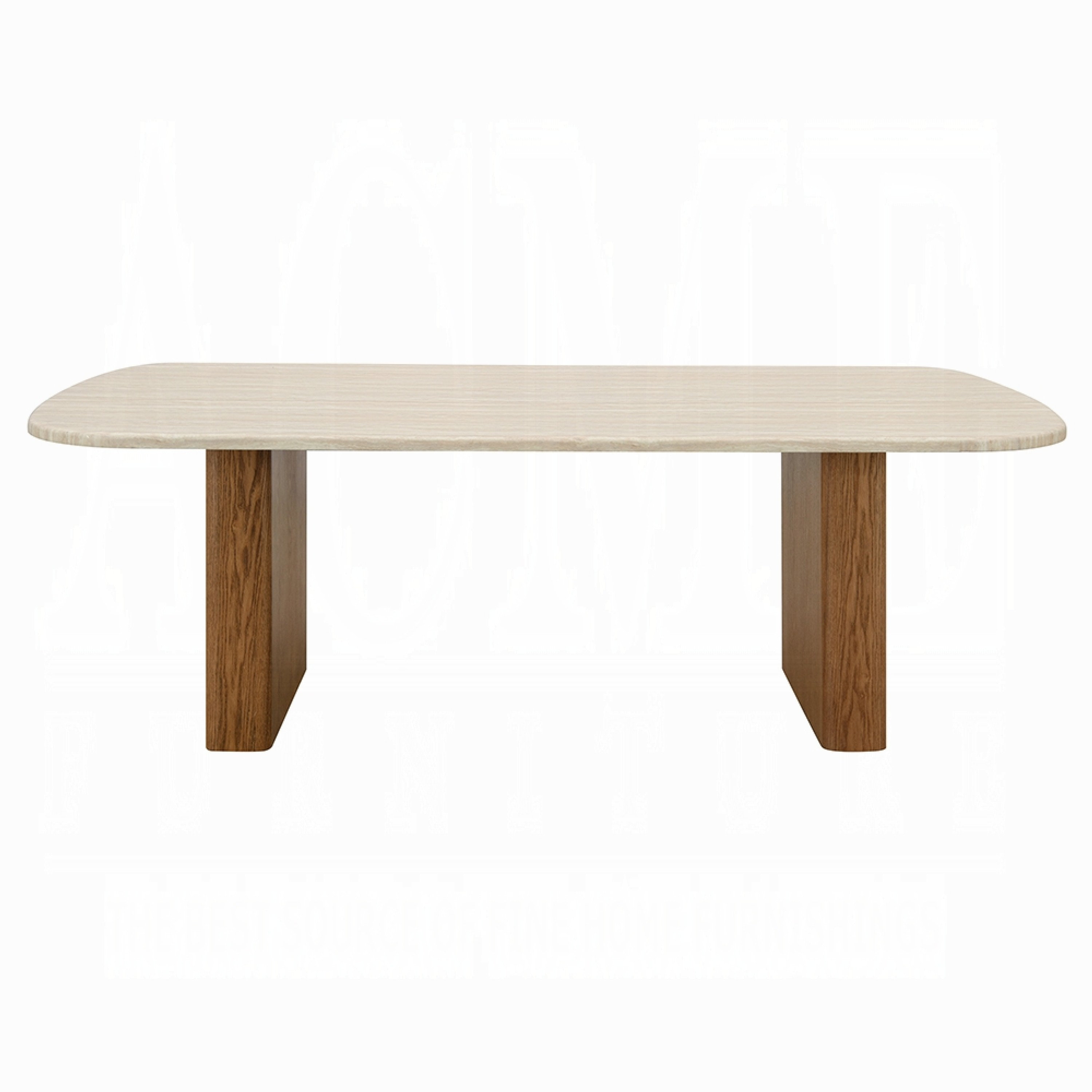 Benjara Ladi Dining Table, 87 Inch Rectangular Beige Faux Marble Top ...