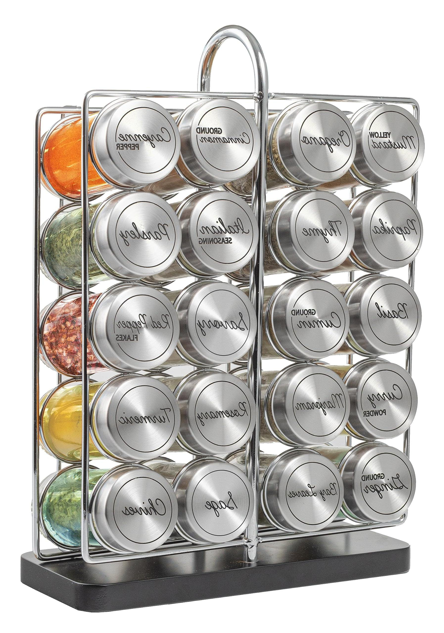 Latitude Run® 20-Jar Stainless Steel Spice Rack Tower with Spices & 5 ...