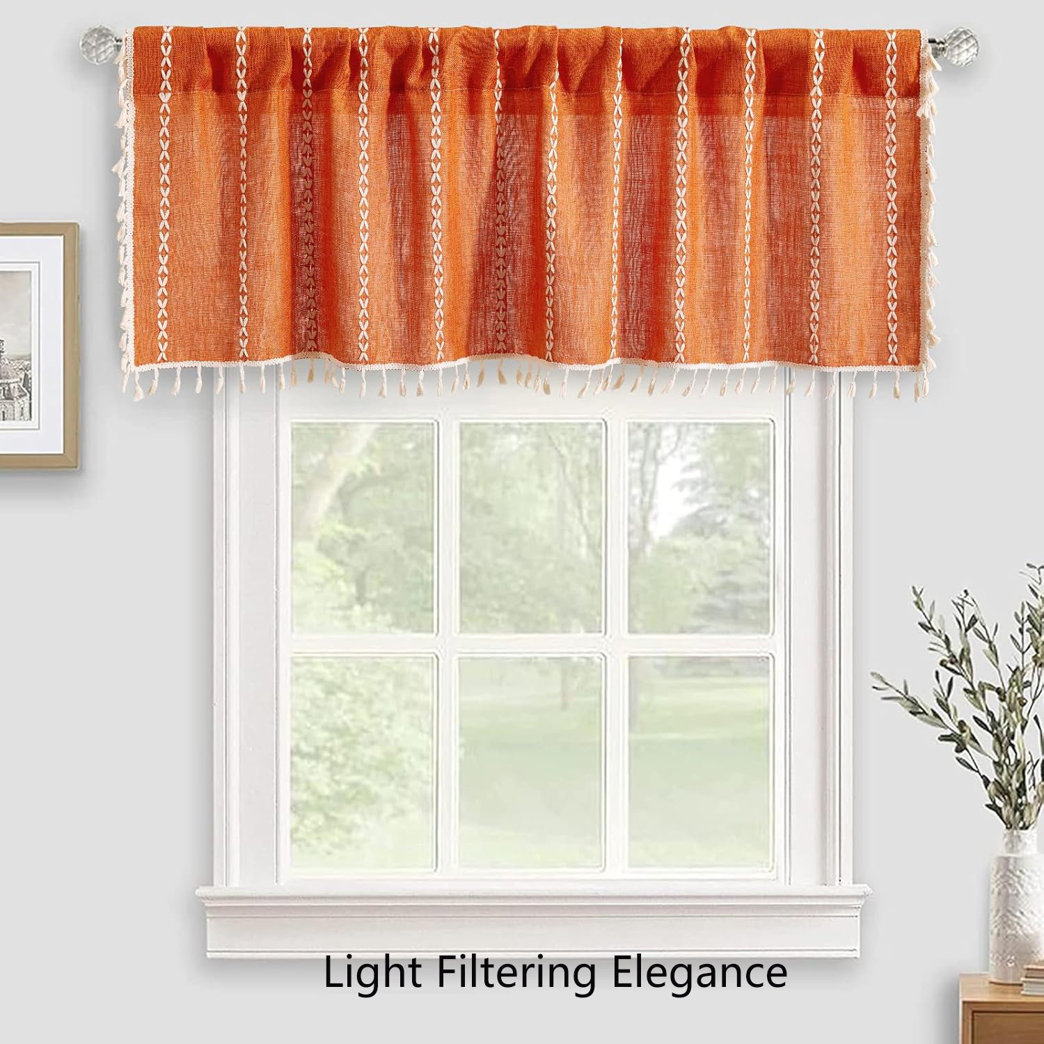 Tobran Boho Kitchen Valances for Windows Farmhouse Vintage Tassel ...