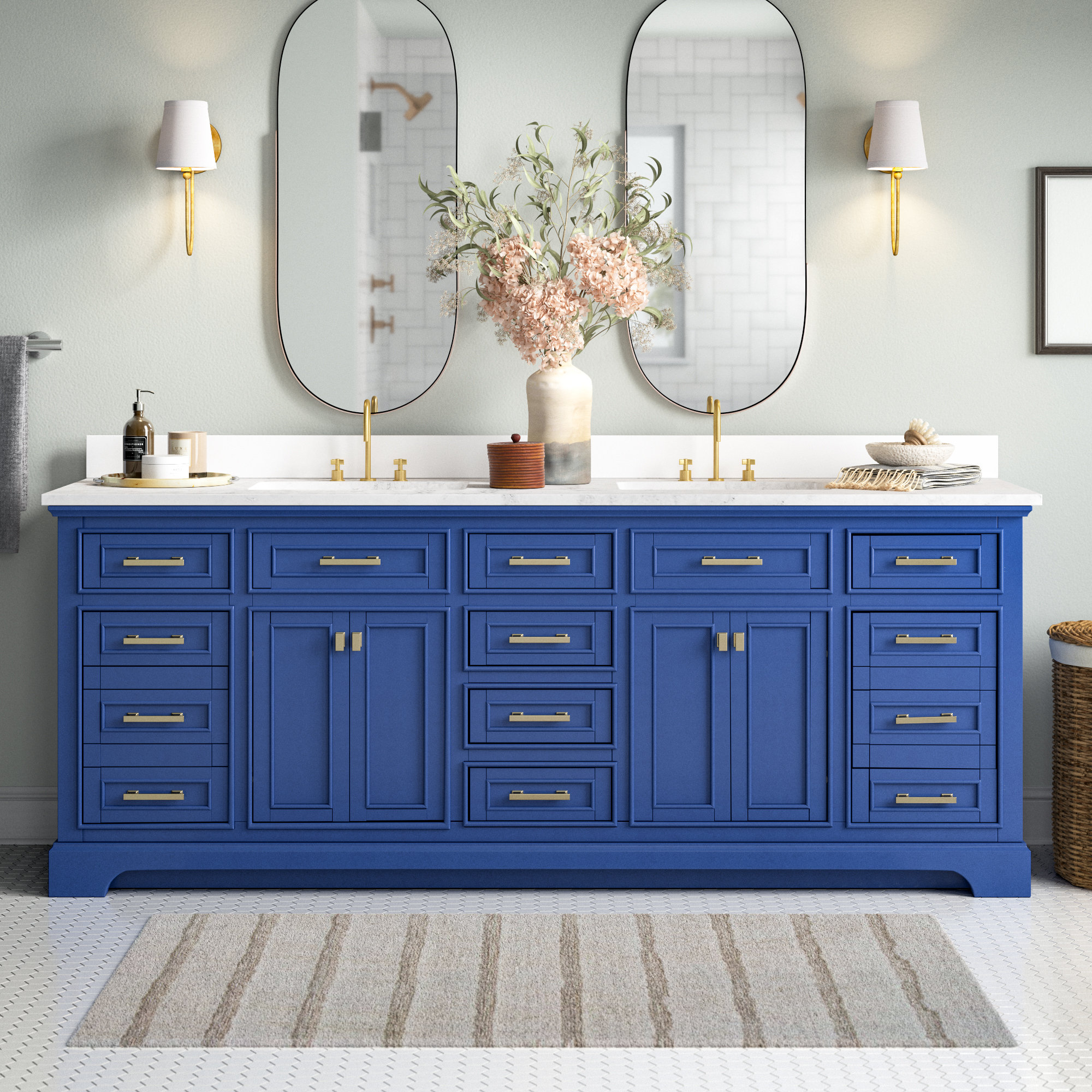Beachcrest Home™ Zoila 84" W Double Bathroom Vanity Set & Reviews | Wayfair