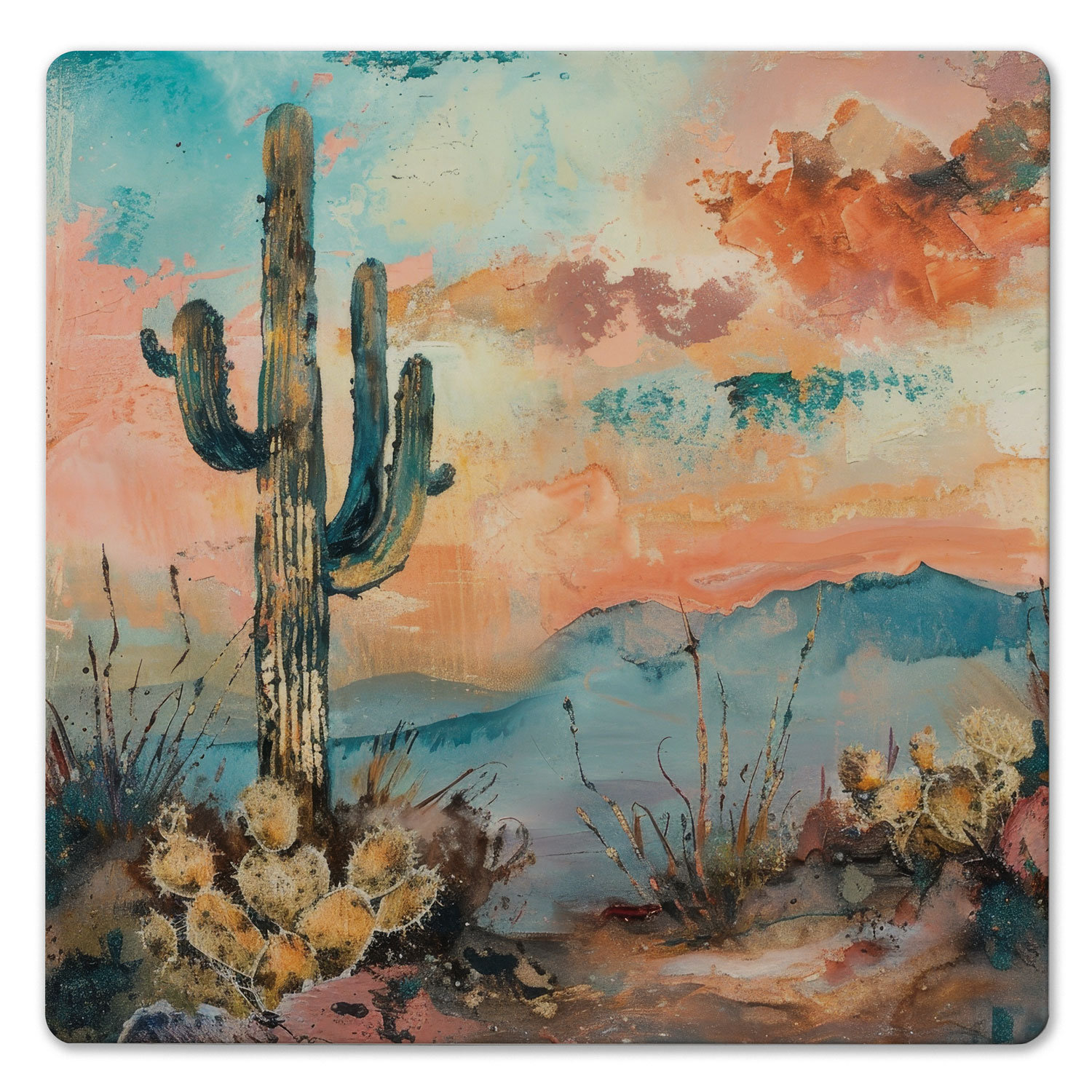 Union Rustic Desert View Decorative Cork Backed Stone Trivet 8" Square ...