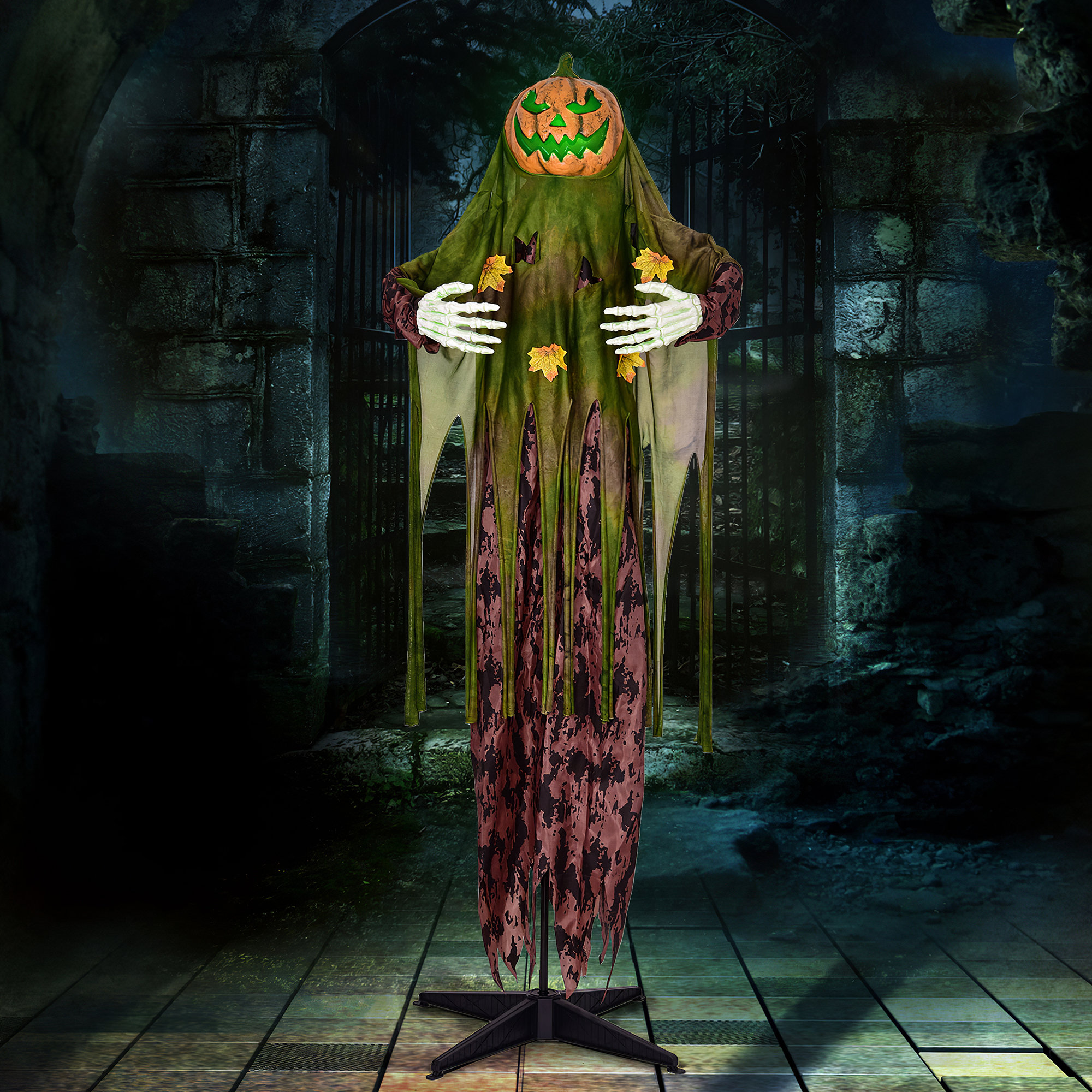 The Holiday Aisle® 67" Halloween Interactive Standing Pumpkin Man With ...