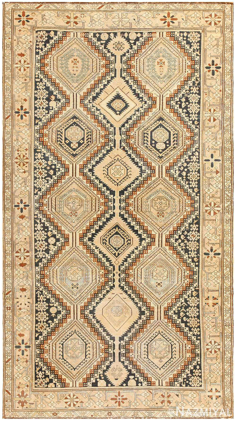 Nazmiyal Collection Earth Tone Tribal Large Antique Caucasian Shirvan ...