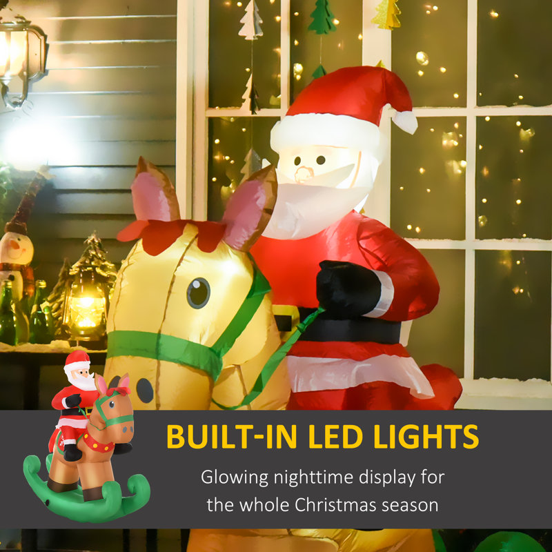 The Holiday Aisle® Santa Claus Riding Rocking Horse Christmas ...