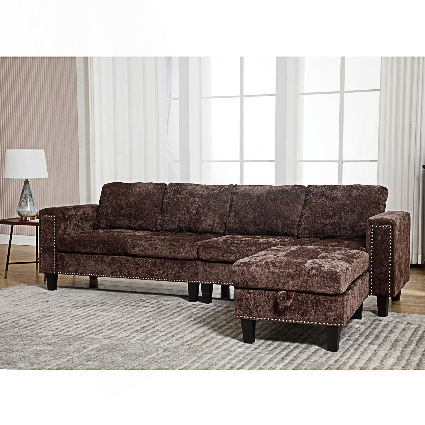 George Oliver 5 Seat Modular Sofa With Storage Ottoman, Convertible ...
