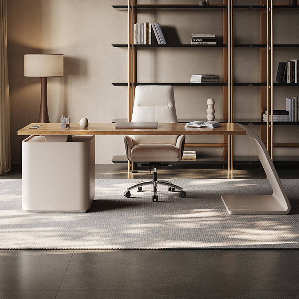 Groove Interior Brown Rectangular Manufactured with 3 drawers desk ...