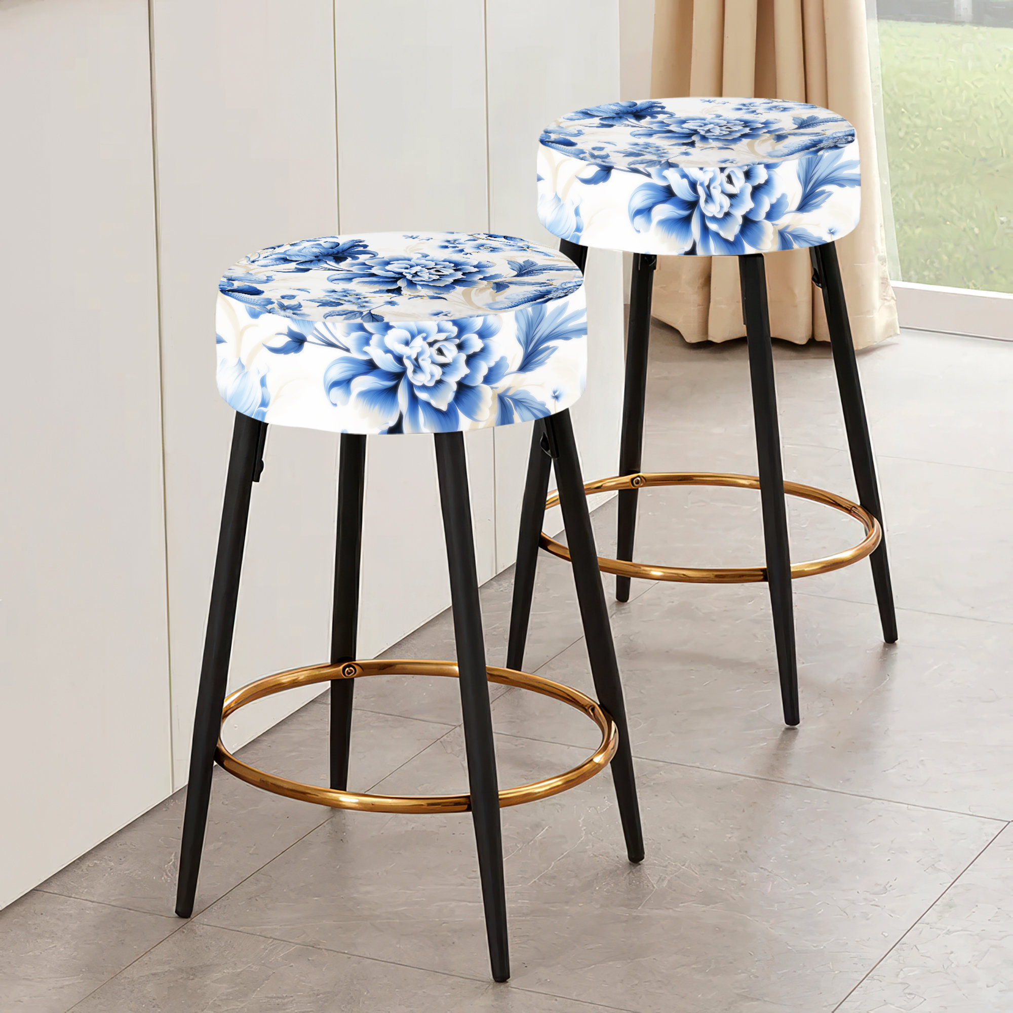 Design Art Cobalt Blue Royal Flourish Victorian Pattern - Floral Bar ...