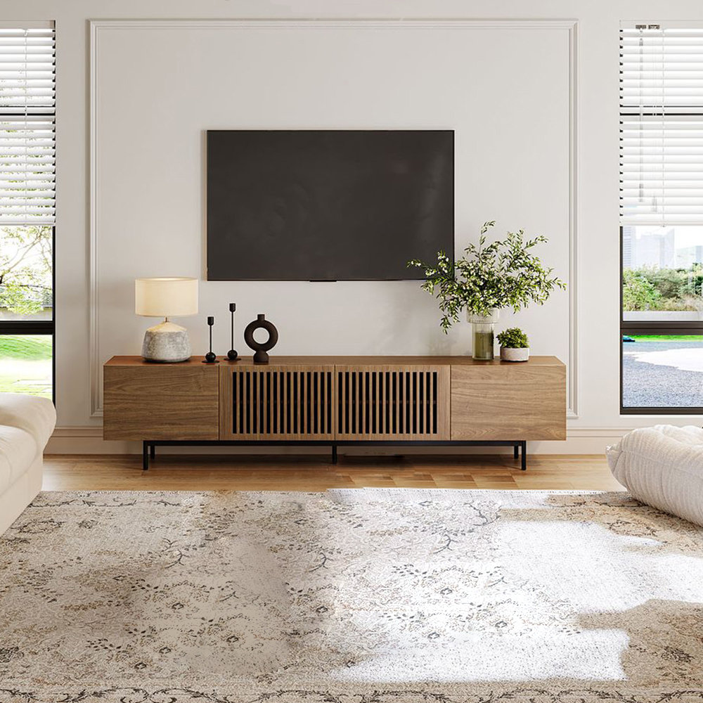 Latitude Run® MDF Wood Modern 86.6'' Media Console TV Stand with Doors ...