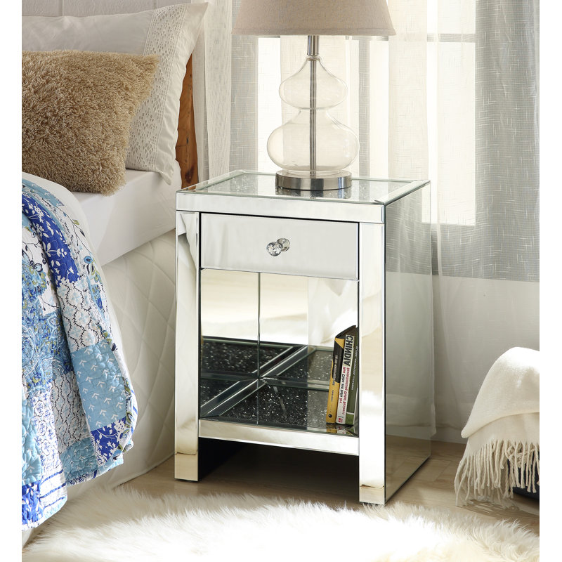Mercer41 Ailia 1 - Drawer Mirrored Nightstand | Wayfair