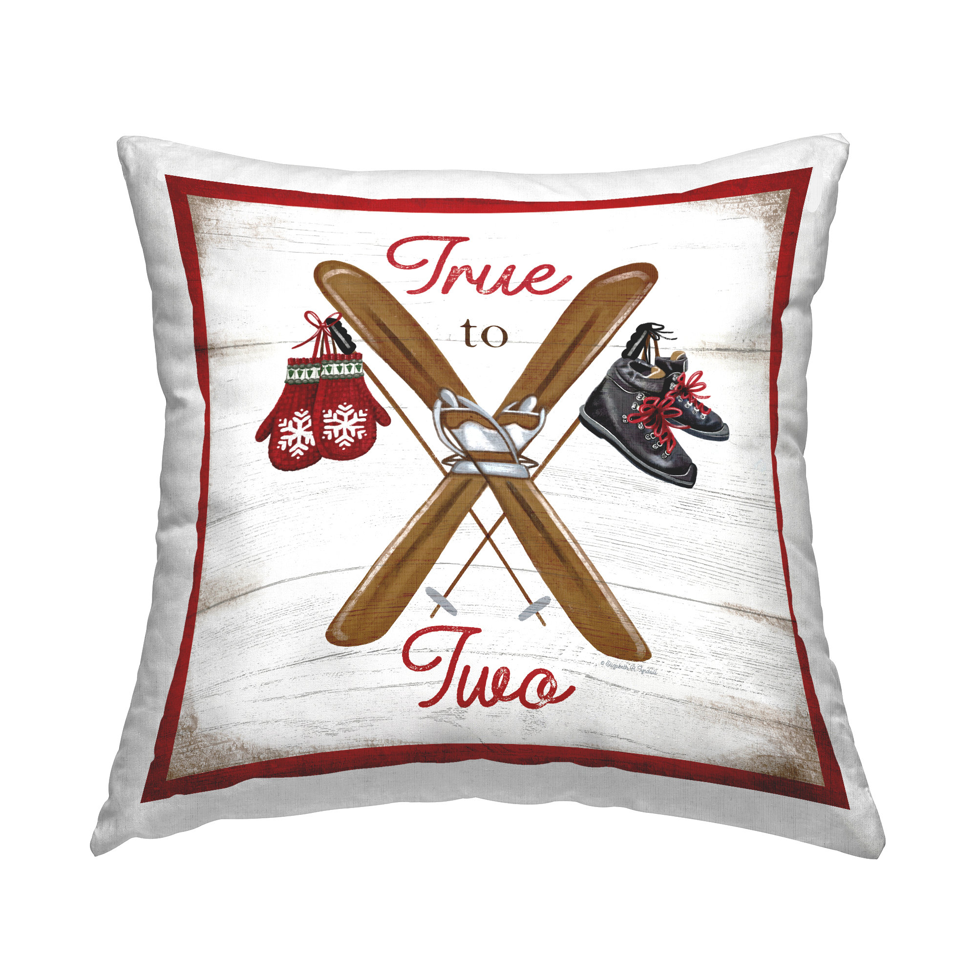 Stupell Industries True To Two Skiing Decorative Printed Throw Pillow ...