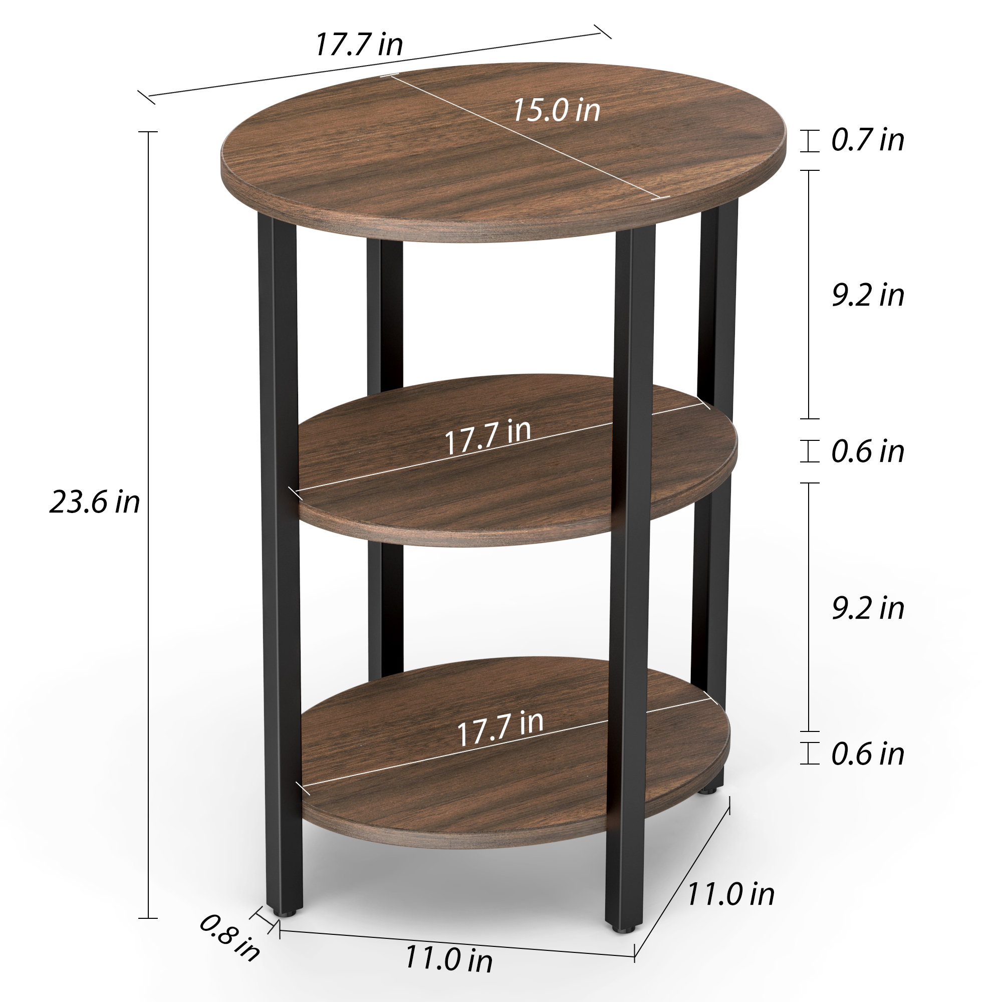 17 Stories Jakwan Oval End Table with 3-Tier Storage Shelves & Reviews ...