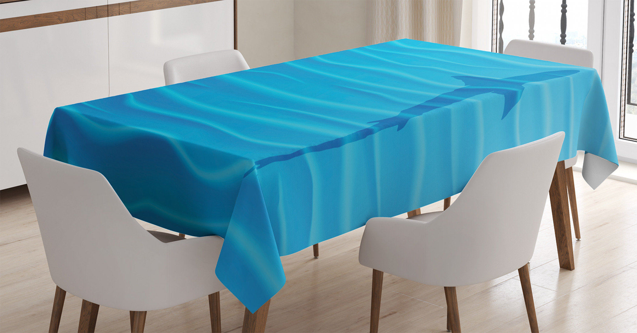 East Urban Home Ambesonne Sea Animals Tablecloth, Shark Silhouette In ...