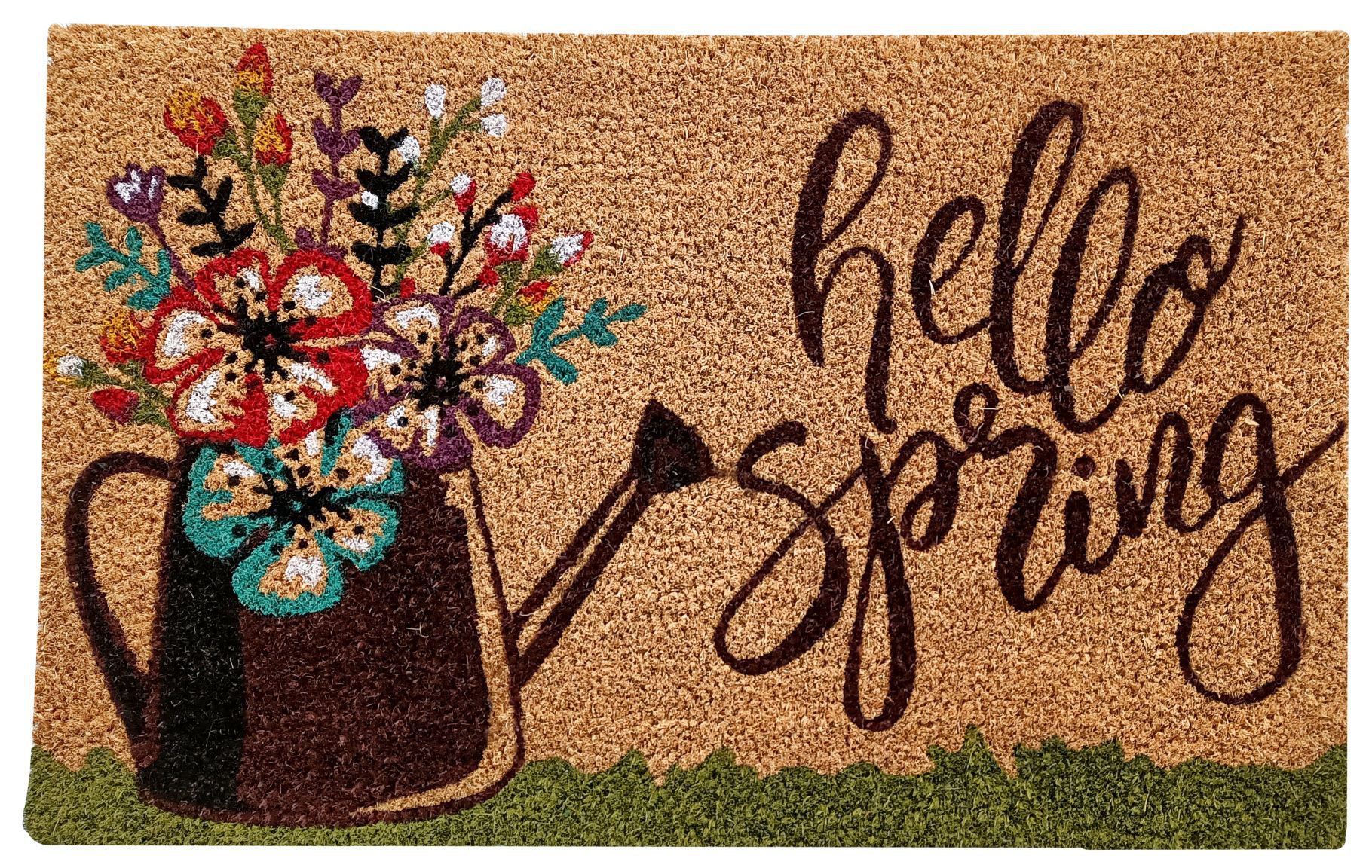 Rosalind Wheeler Printed Coir Doormat Welcome Mat Outdoor Rug Floral ...