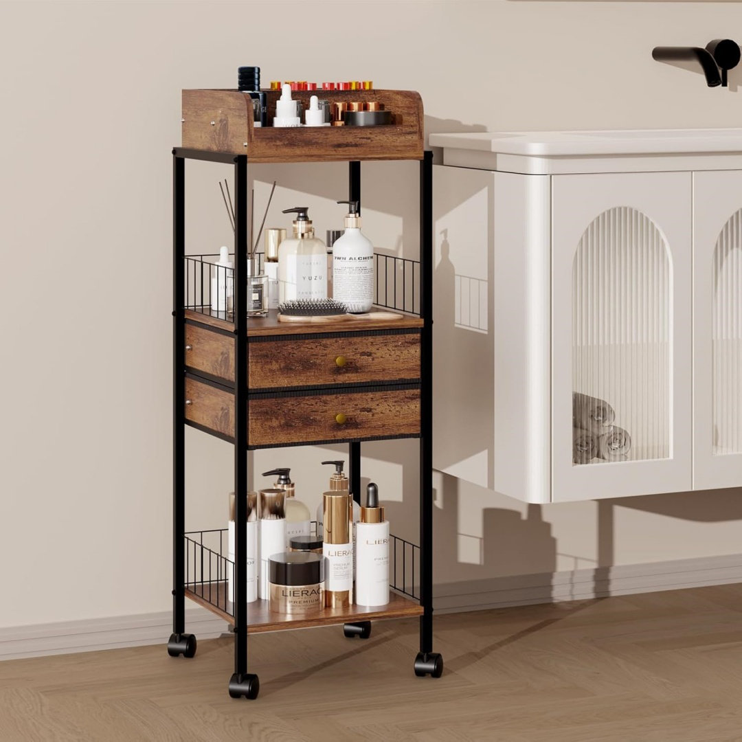 17 Stories Makeup Organizer Cart Shelf Floor Skincare Organizers Make ...