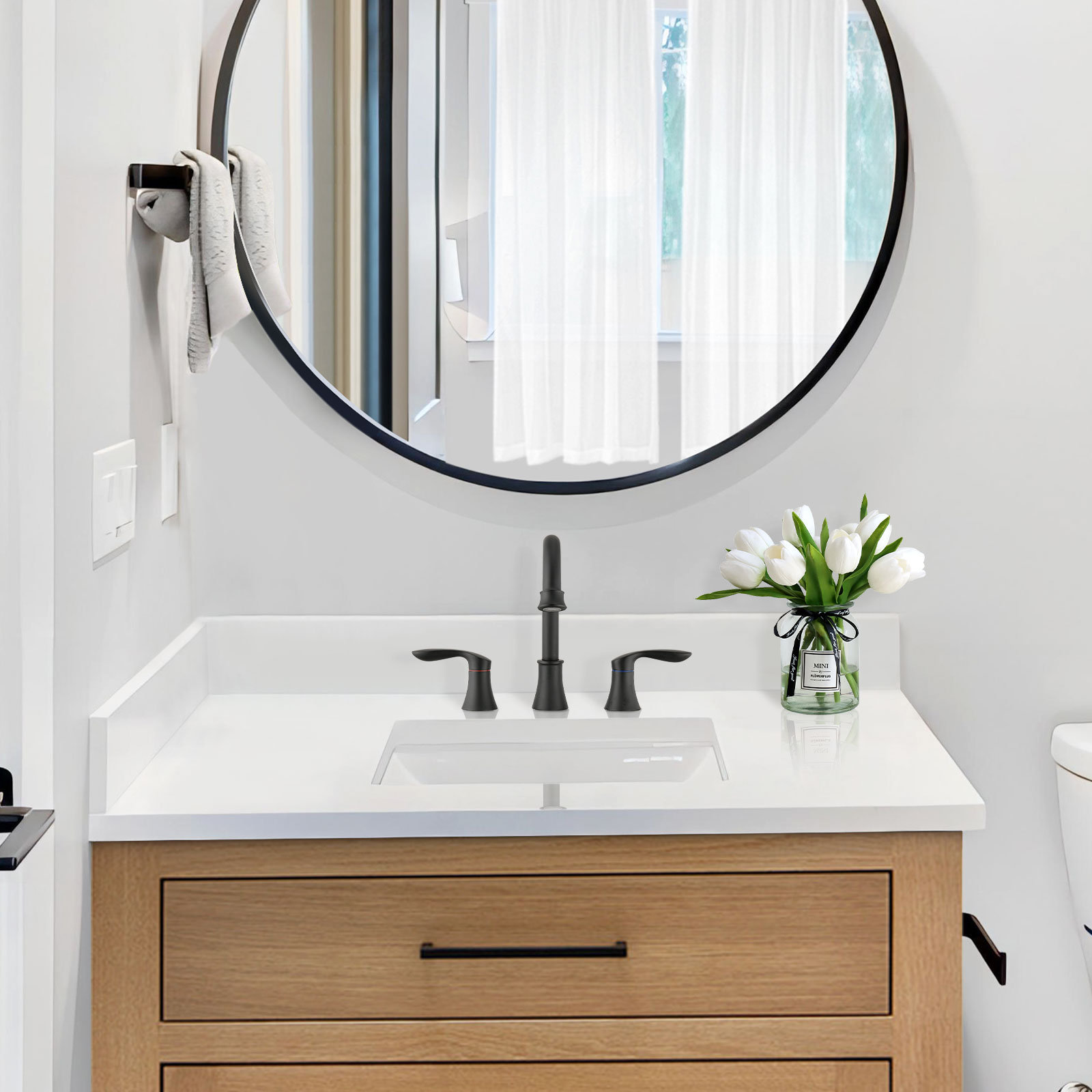 Stone Backsplash For Vanity Sink EQLOO 30x4 Inch Engineered Stone ...