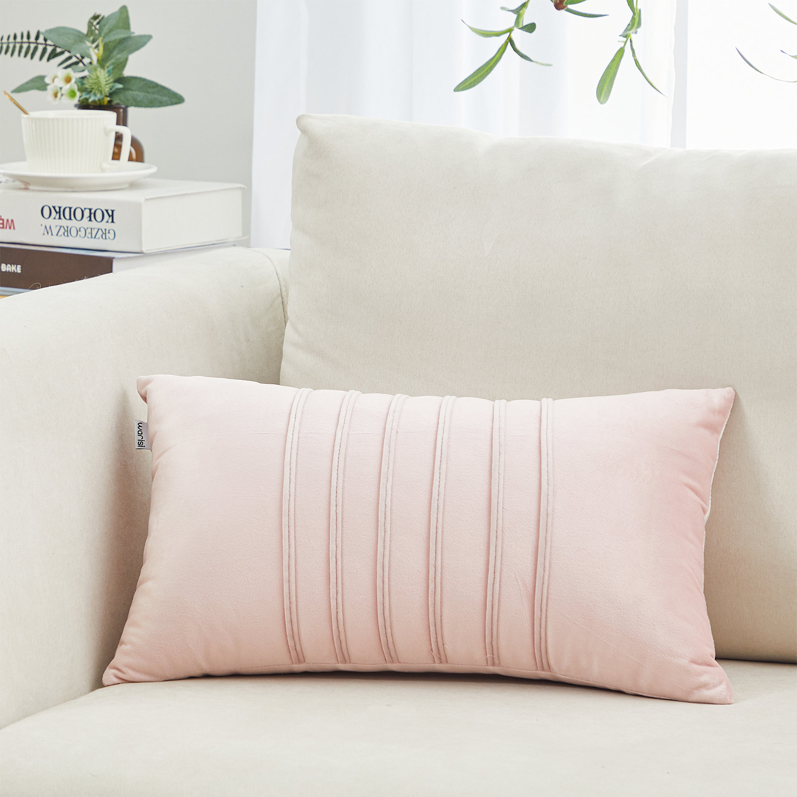 WARISI Velvet Center Lines Velvet Rectangular Pillowcover & Insert ...