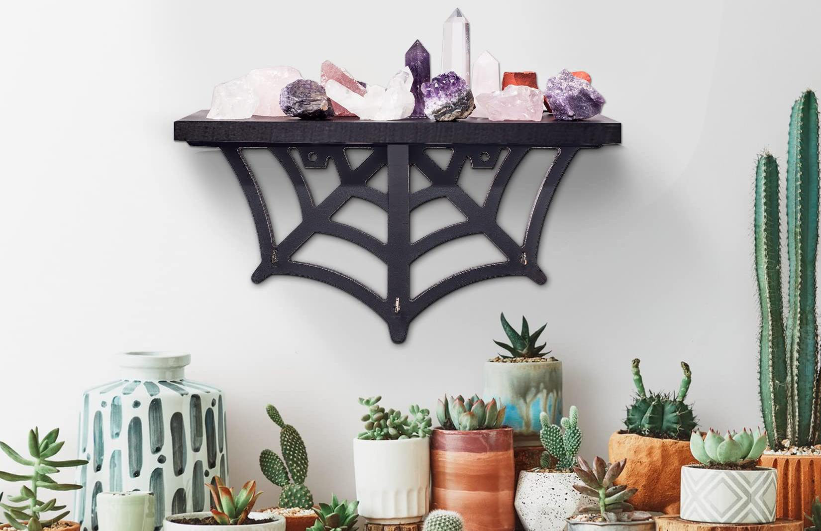 The Holiday Aisle® Spider Web Floating Shelf,Gothic Halloween Wall ...