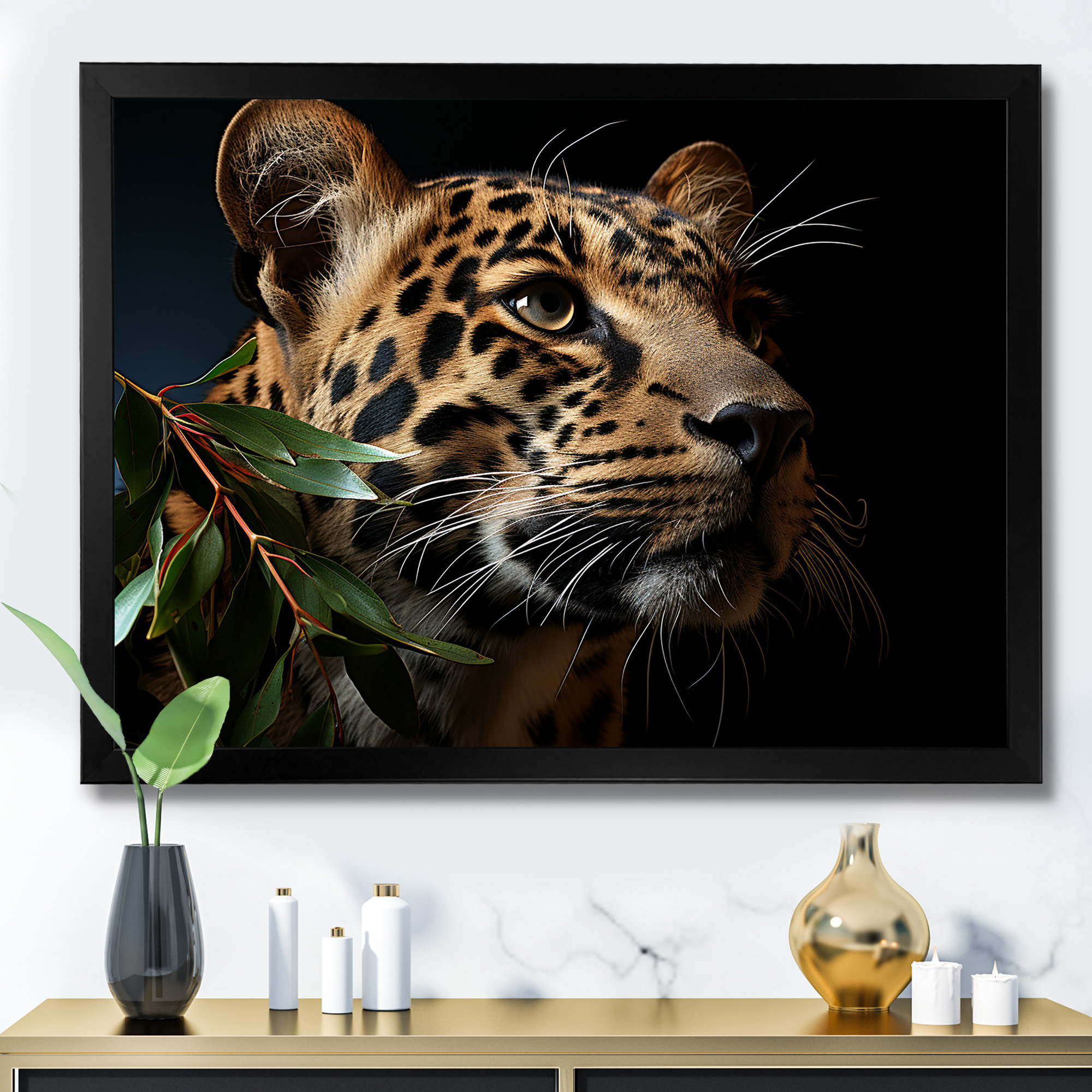 Ebern Designs Leopard Glimpse Of Shadows On Canvas Print | Wayfair