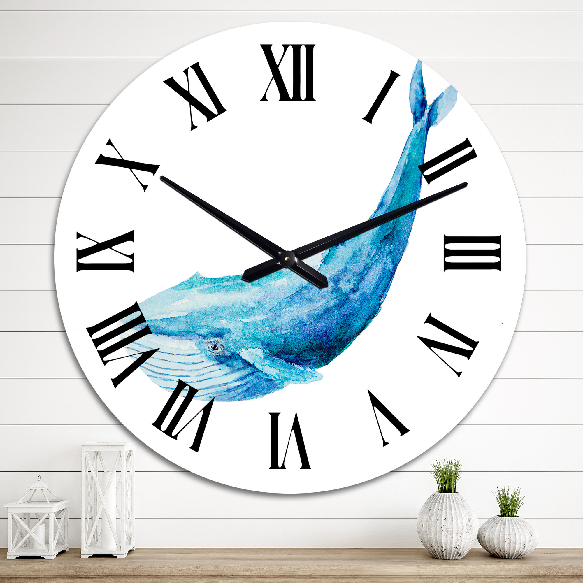 East Urban Home Blue Sperm Whale on White II - Nautical & Coastal Wall ...
