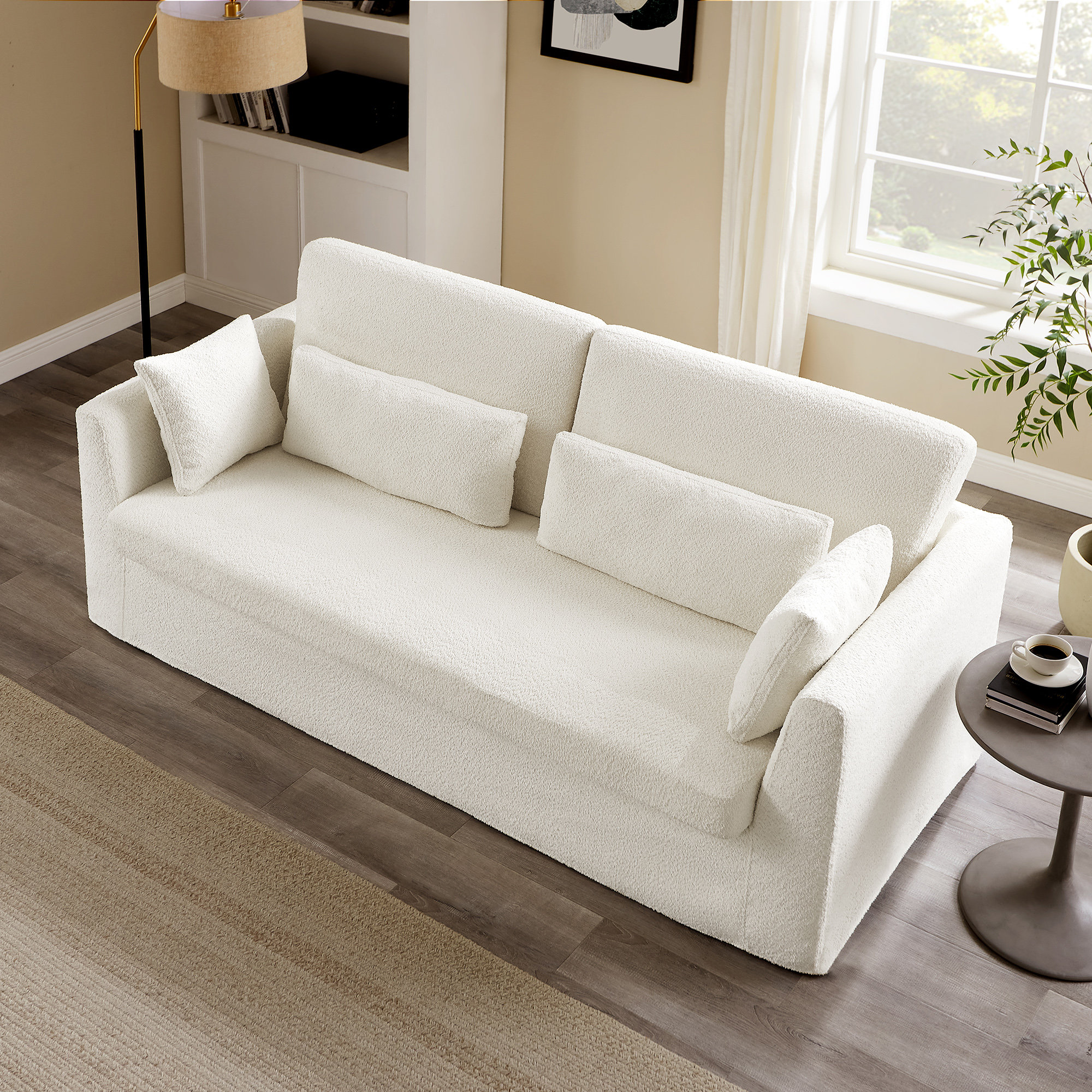 Wrought Studio 84.6" Aigar Laura Minimore Modern Sofa With Slipcover ...