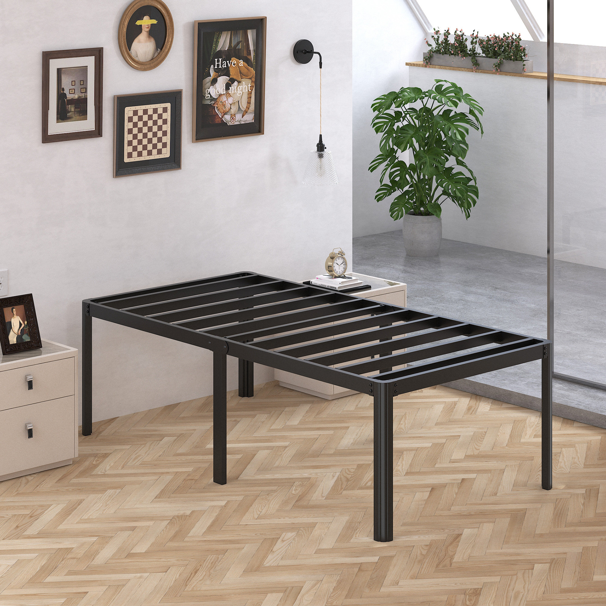 Ebern Designs 24 Inch Bed Frame with Rounded Corner Legs - Wayfair Canada