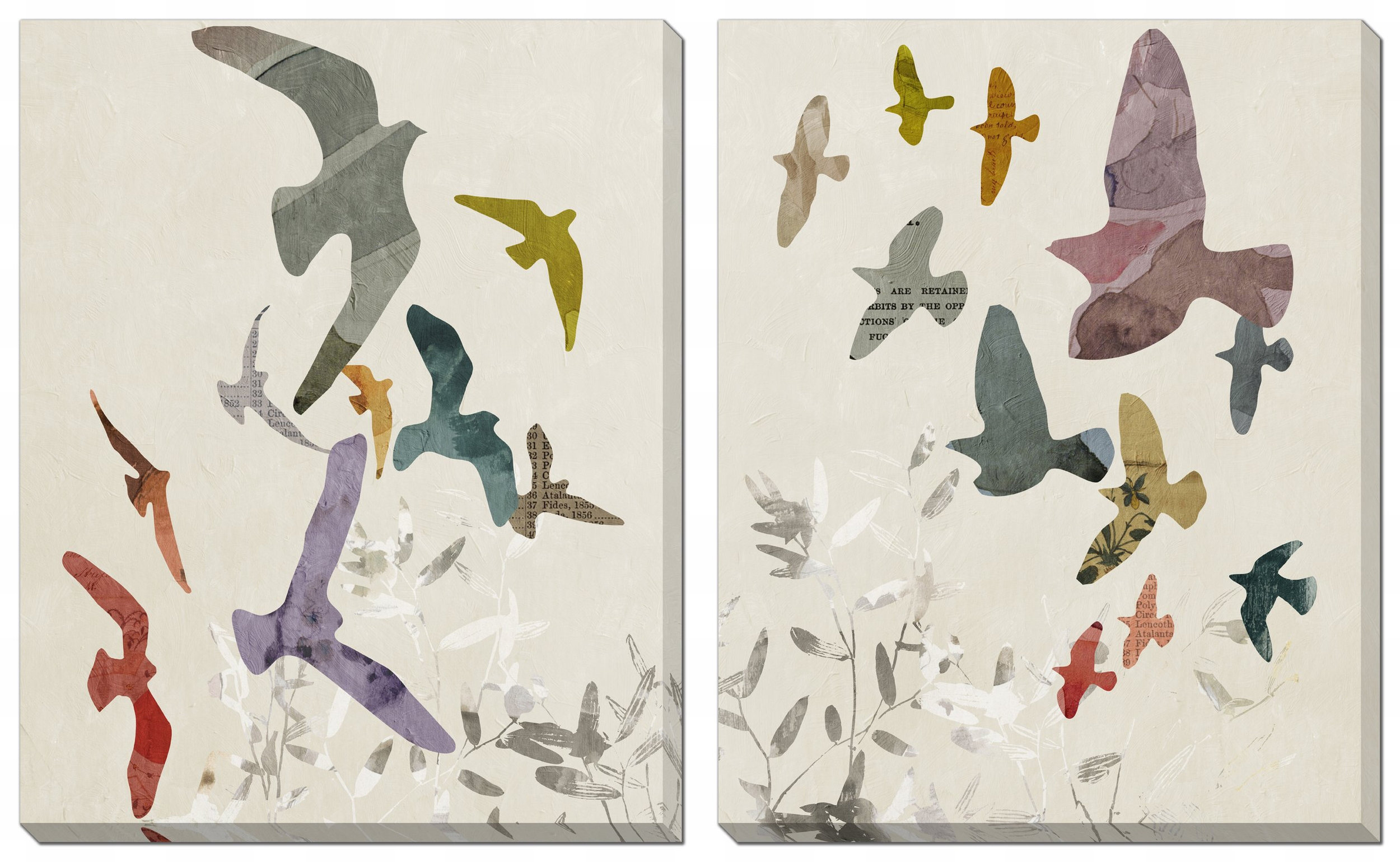 Ebern Designs Flocking Canvas Wall Art Set | Wayfair