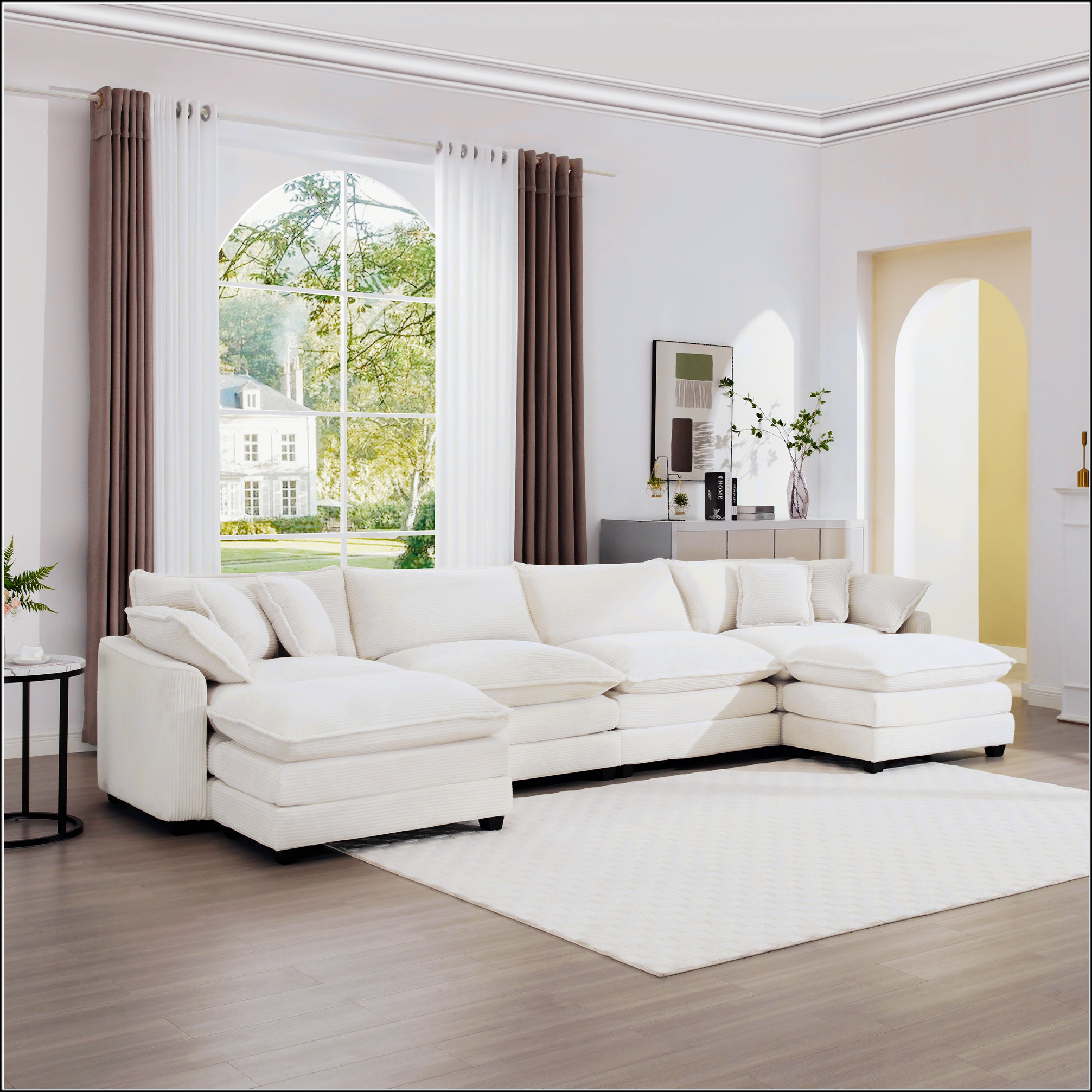 Ebern Designs 4 Seater Modular Sofas With 2 Ottomans | Wayfair
