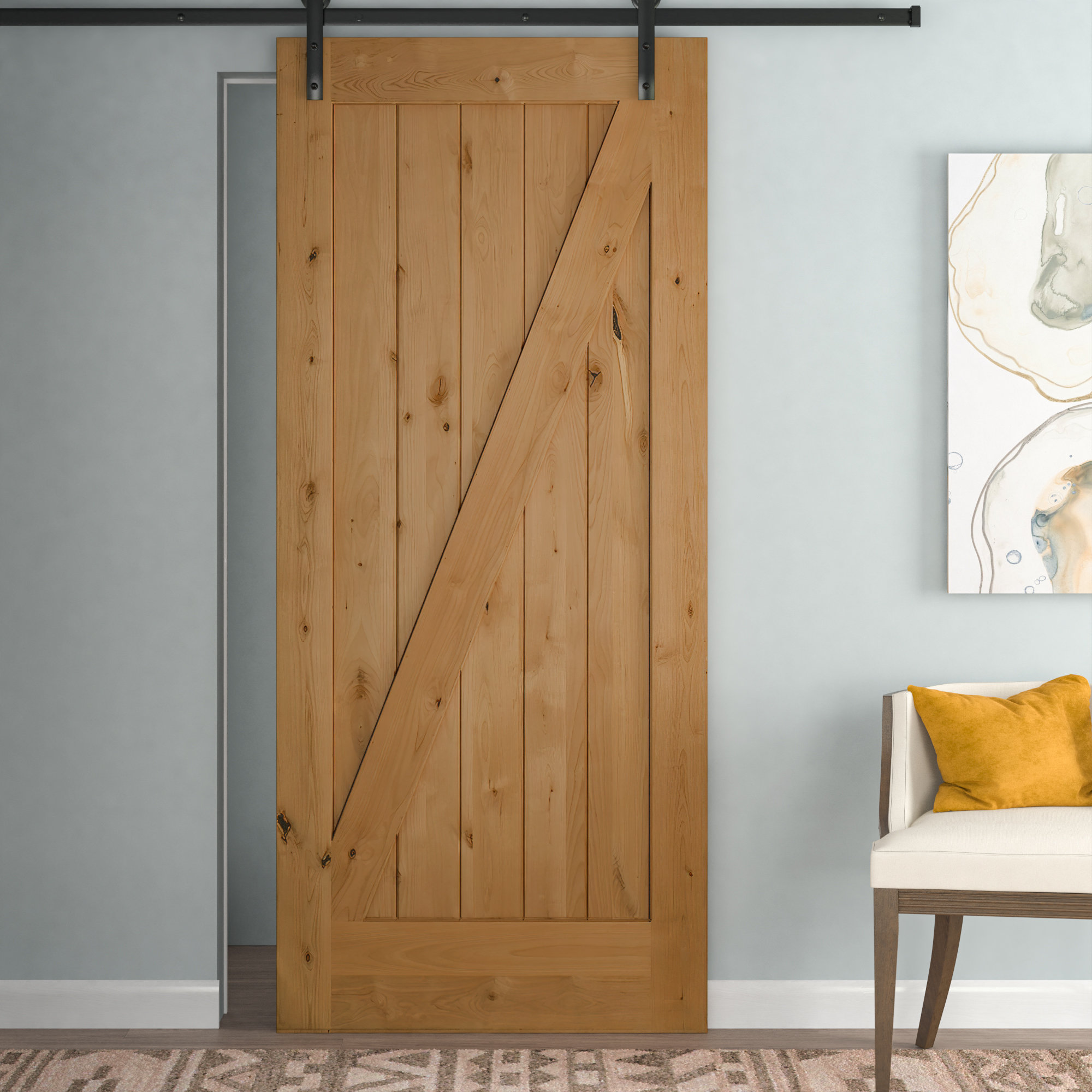 Trimlite Unfinished Knotty Alder Z-Bar Interior Barn Door Slab ...
