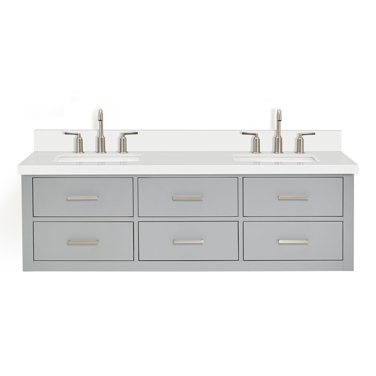 Latitude Run® 61'' Double Bathroom Vanity with White Quartz Top | Wayfair