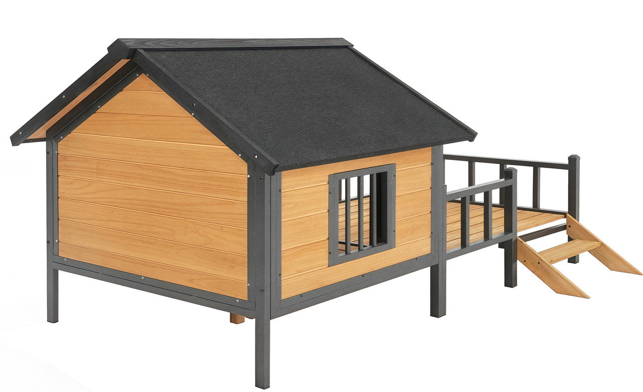 One Allium Way® Outdoor Large Wooden Cabin Dog House Style Wooden Dog ...