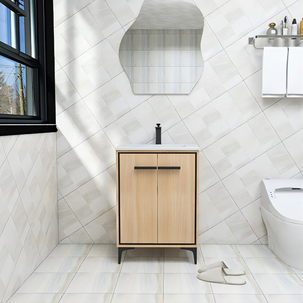 Ebern Designs 24'' Free standing Single Bathroom Vanity With Ceramic ...