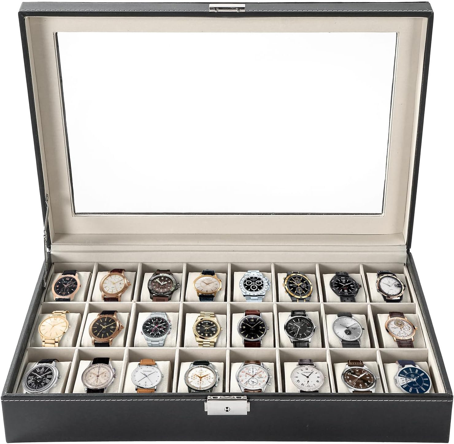 Hokku Designs 24 Slots Watch Box,Watch Case Display Organizer | Wayfair