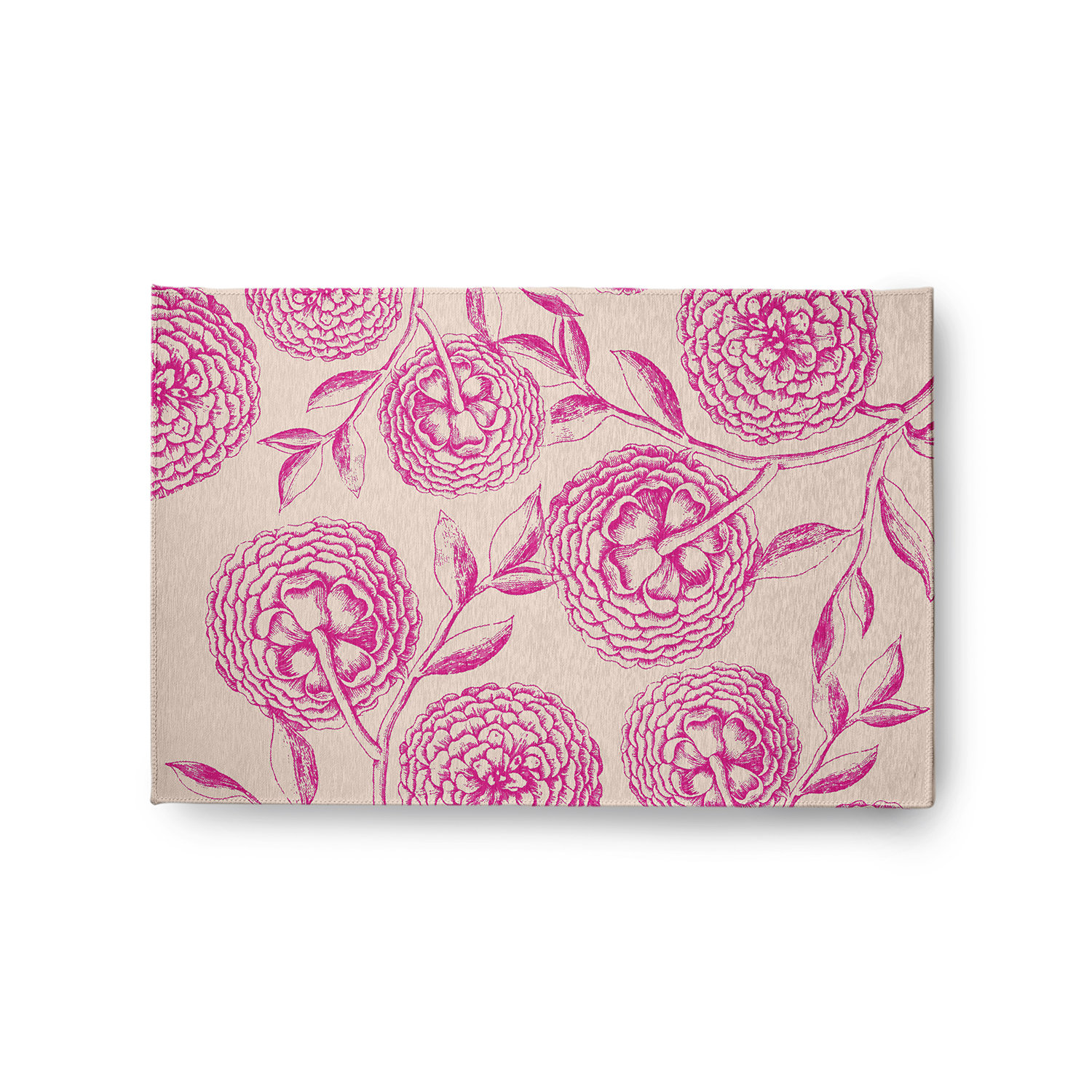 e by design Floral Machine Woven Chenille Area Rug in Pink/Beige | Wayfair