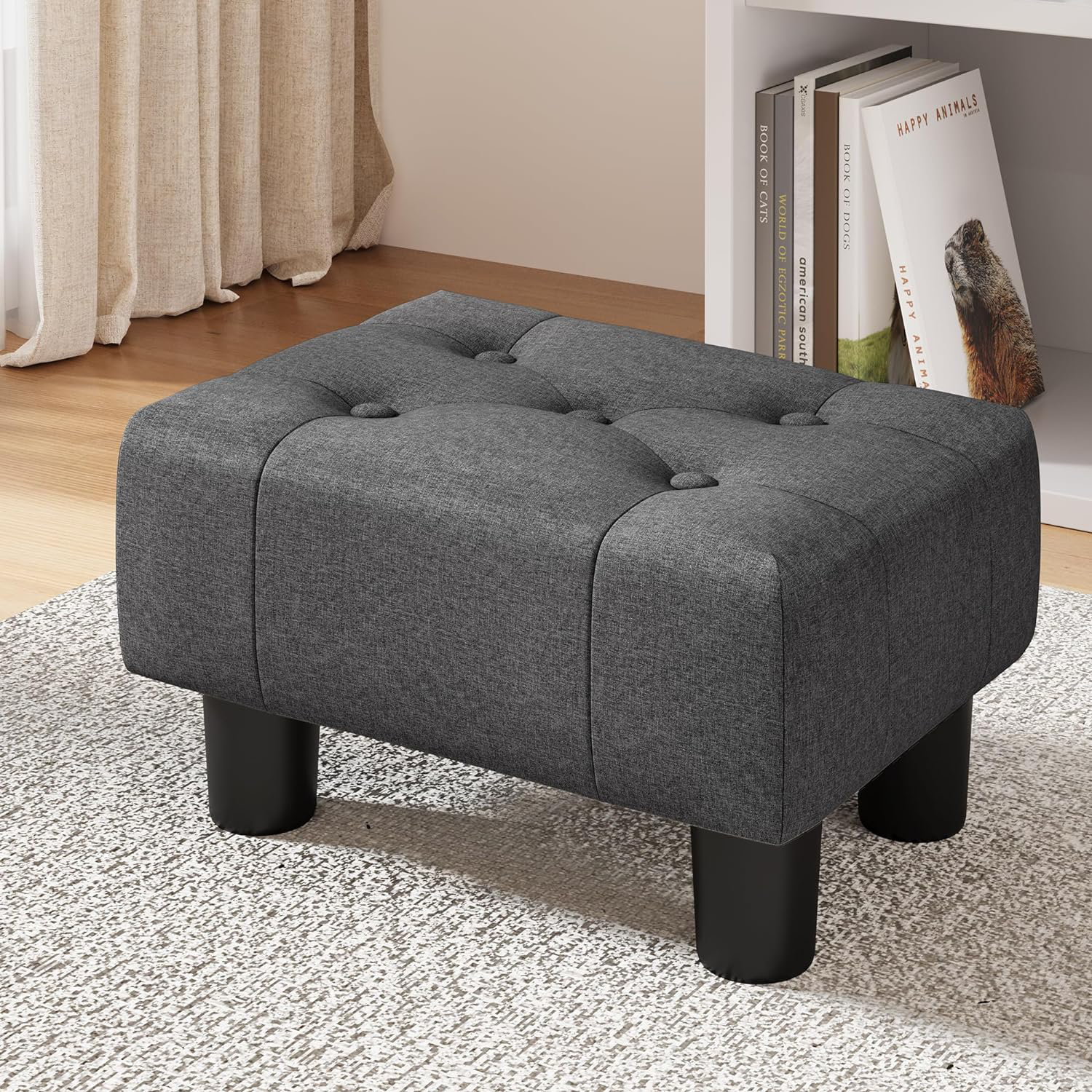 Latitude Run® Small Tufted Foot Stool, Rivet Footrest with Plastic Legs ...