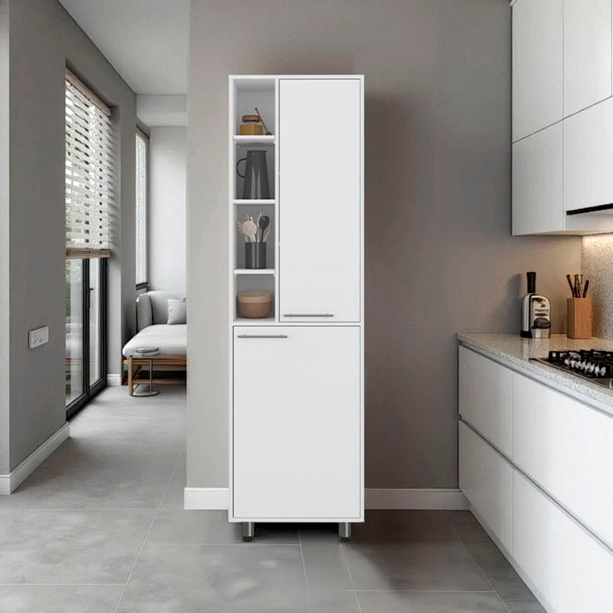 Hokku Designs Kitchen Pantry With Multiple Open And Closed Shelves ...