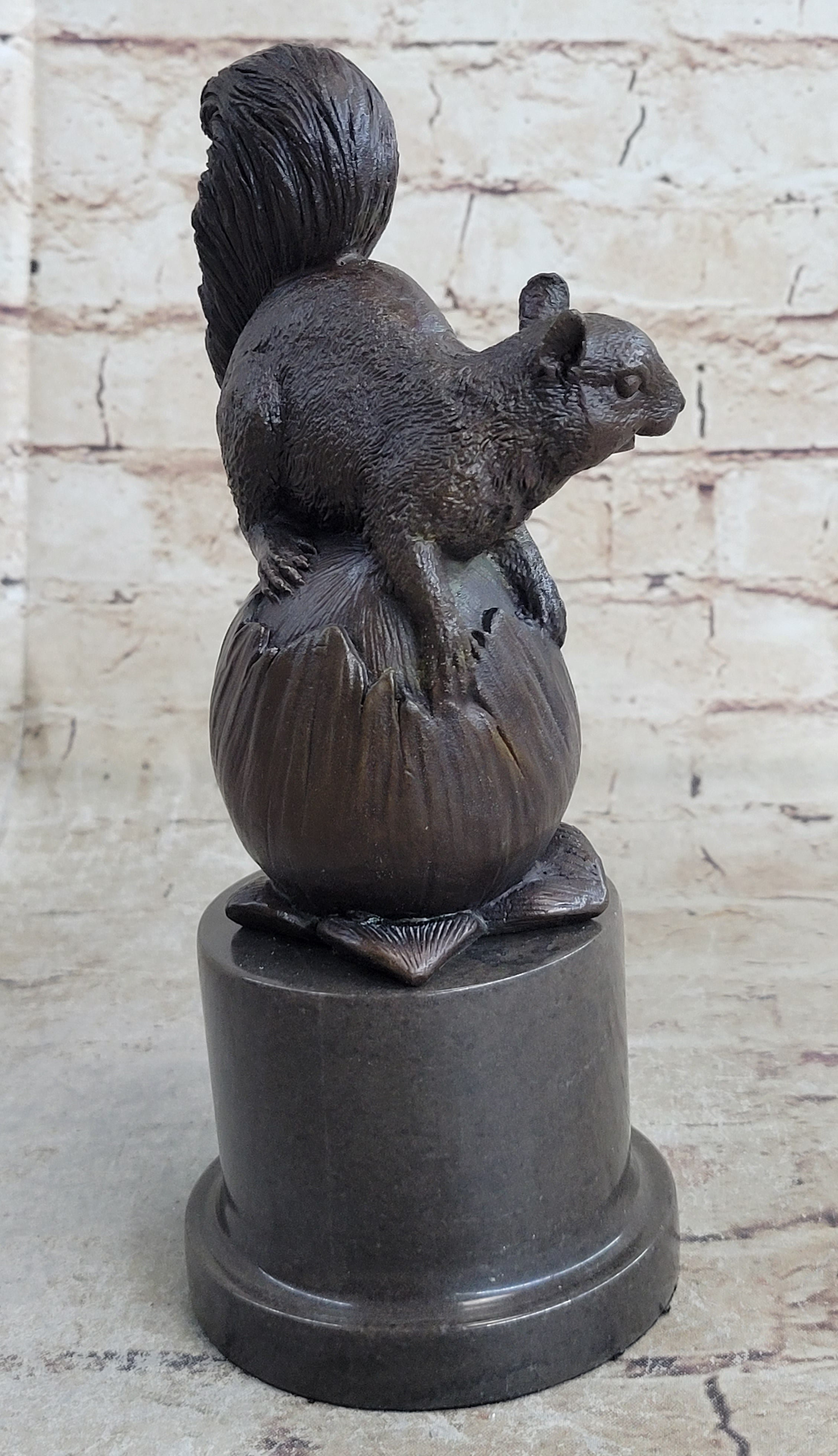 Loon Peak® Squirrel On Acorn Bronze Metal Sculpture Statue Figure ...