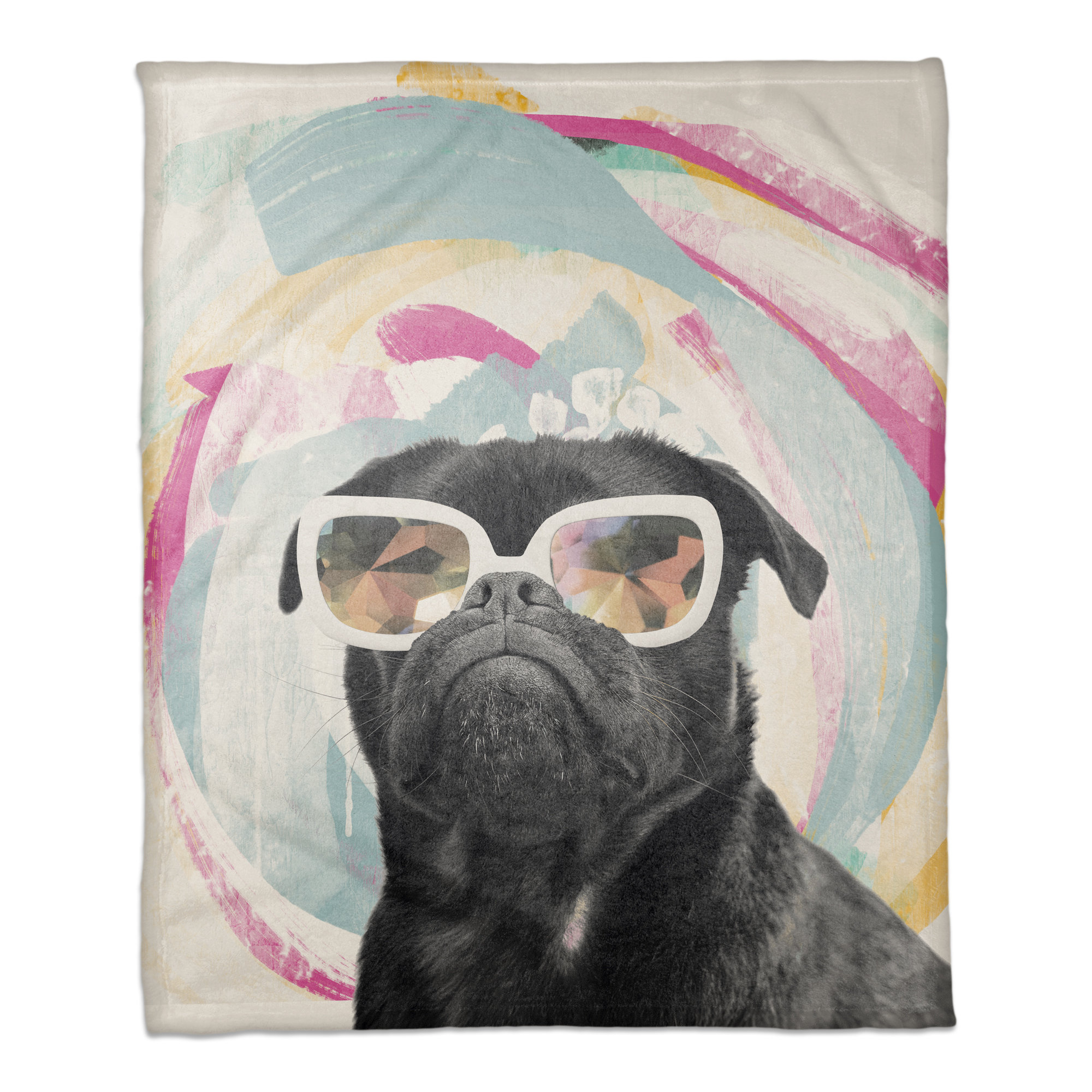 Designs Direct Creative Group Kaleidoscope Pug Fleece Throw | Wayfair
