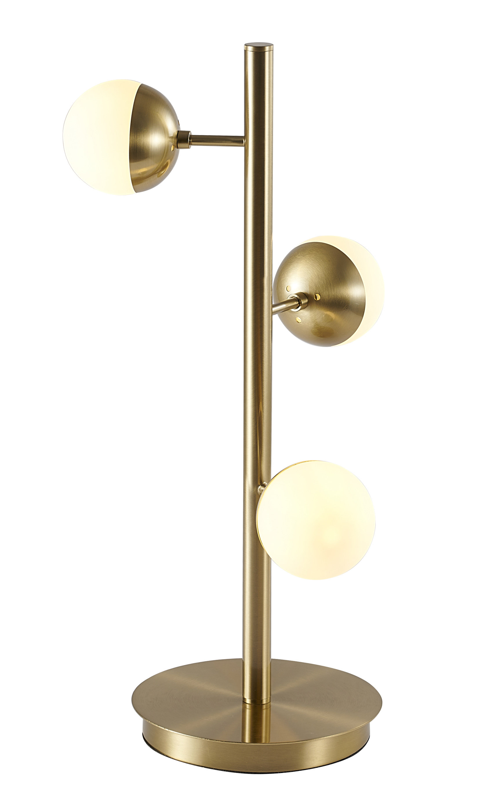 Everly Quinn 3 Light Gold Table Lamp With White Globe Shades | Wayfair