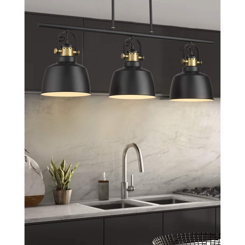Breakwater Bay 3-Light Black Kitchen Island Pendant | Wayfair