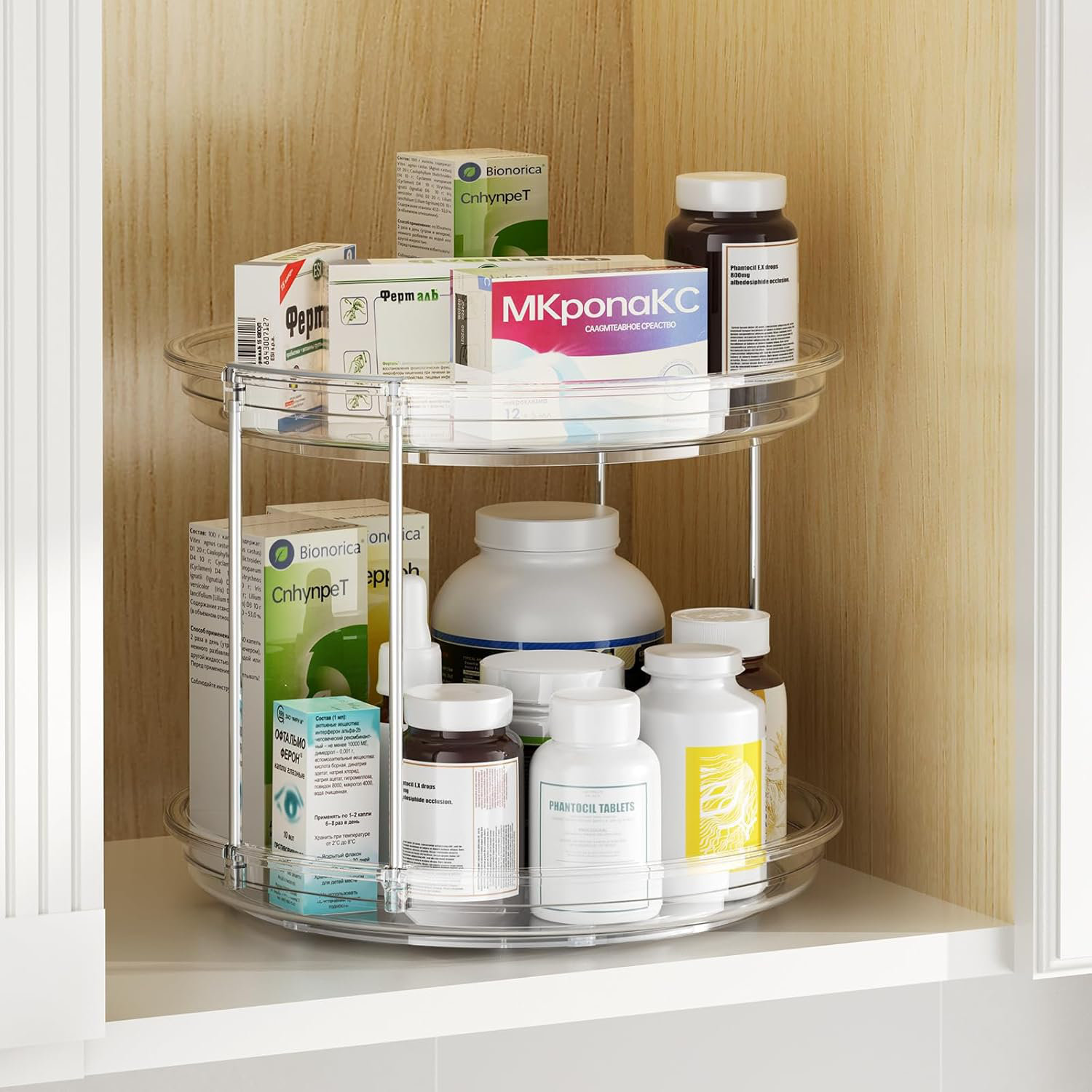 Latitude Run® 2-Tier Stackable Lazy Susan Organizer – 360° Rotating ...