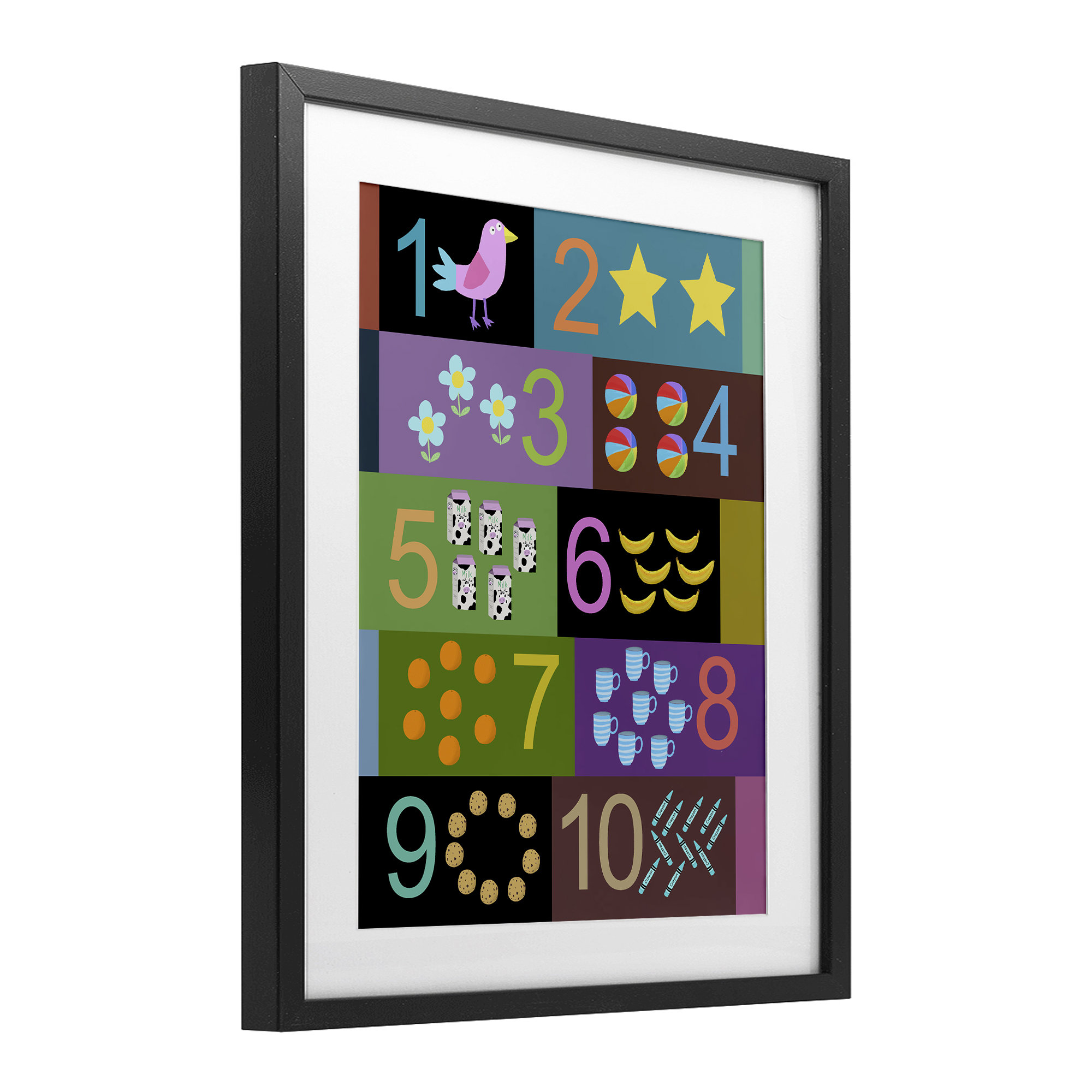 Ebern Designs Learning To Count Chart Framed Print Under Glass, design ...