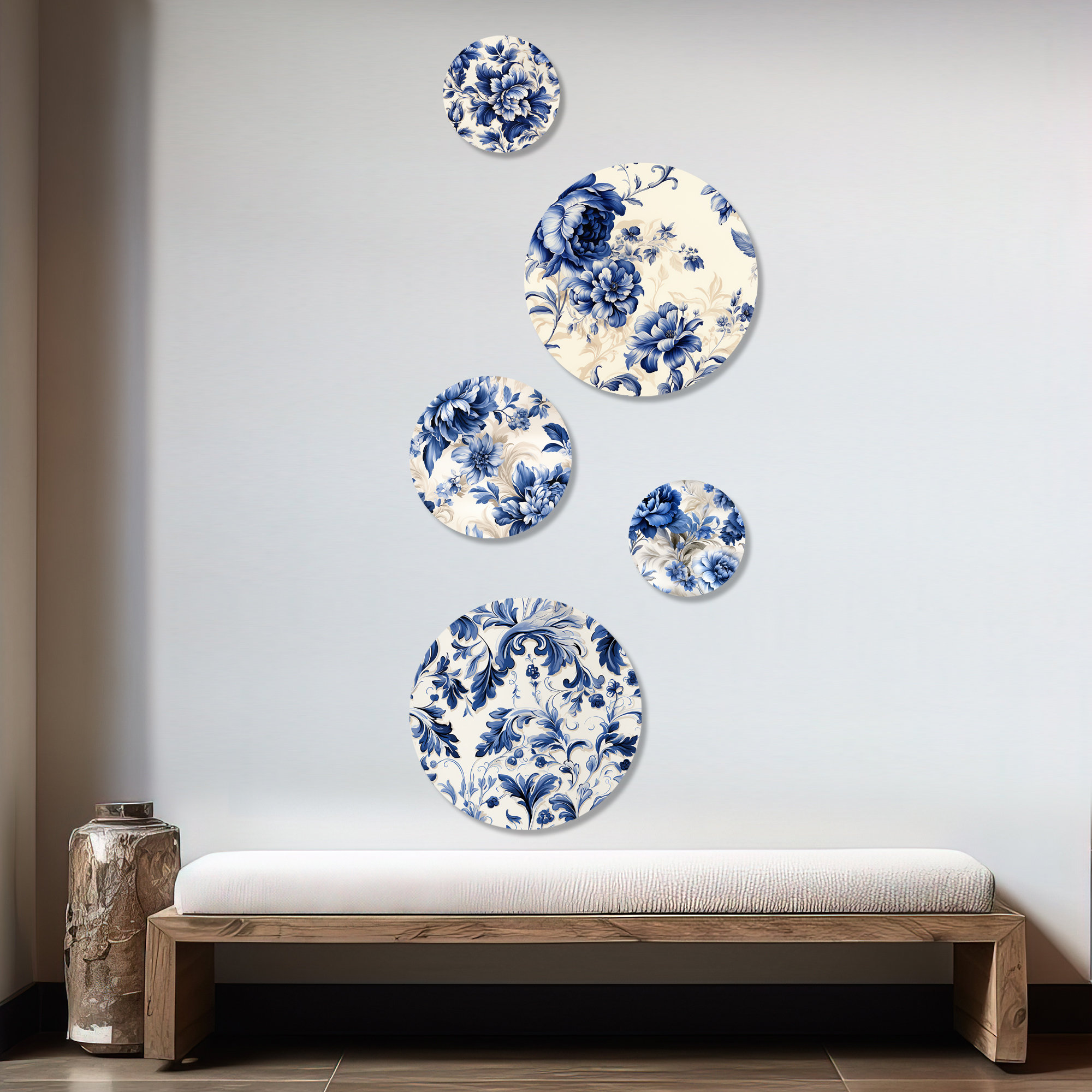 Design Art Regal Cobalt Blue Damask Victorian Pattern - Damask Bohemian ...