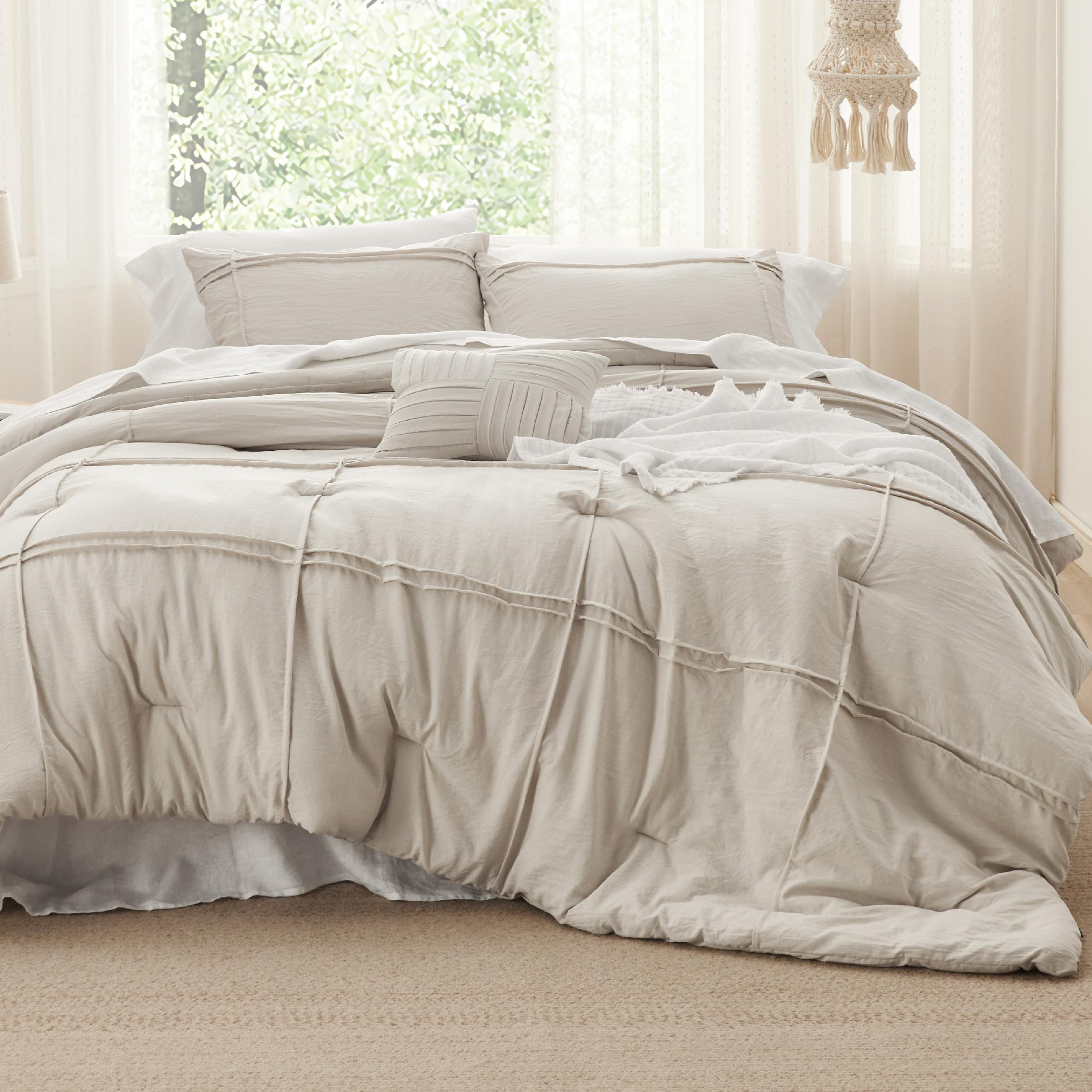Bedsure Grid Pleated Comforter Set & Reviews | Wayfair