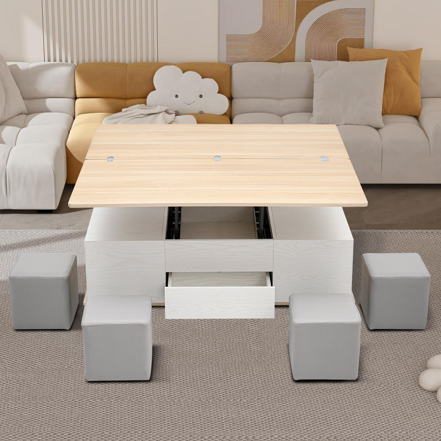 Orren Ellis Modern Style Coffee Table Set of 5 with lift-up Table Top ...