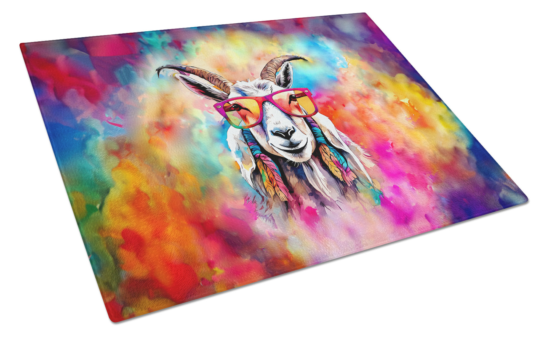 Caroline's Treasures Hippie Animal Goat Glass Cutting Board | Wayfair