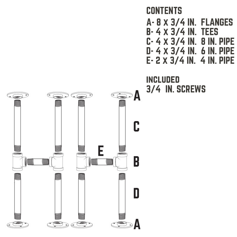 Williston Forge 3/4 In. Heavy Duty Industrial Pipe "H" Style Bench Leg ...