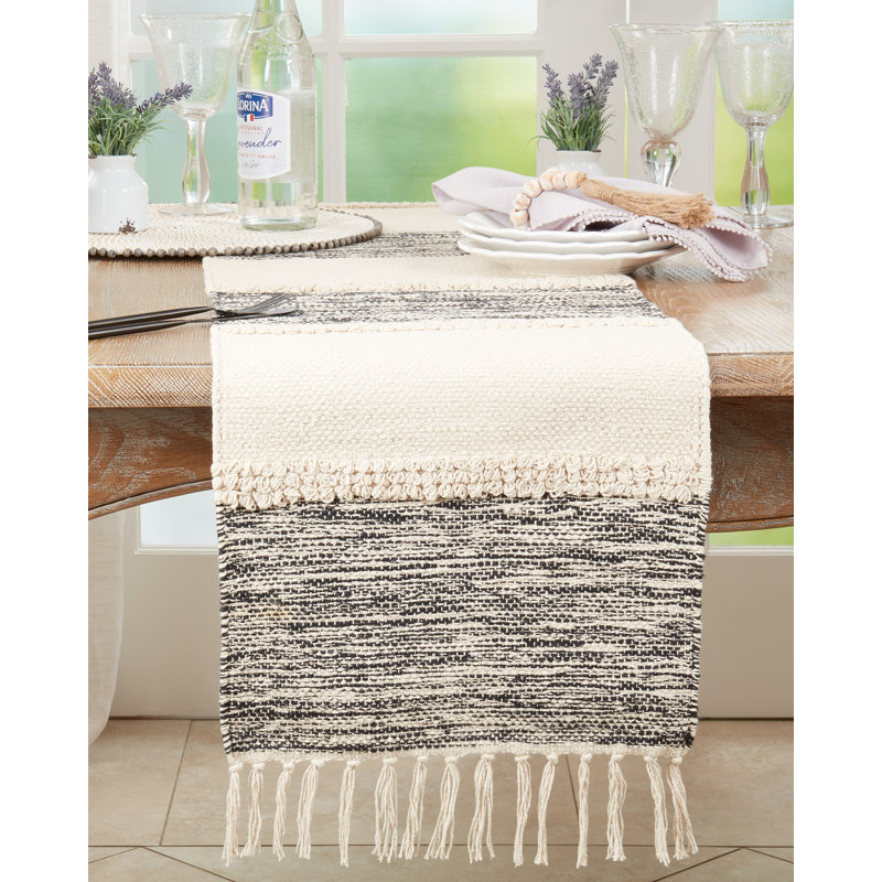 Saro Rectangular Striped Table Runner | Wayfair